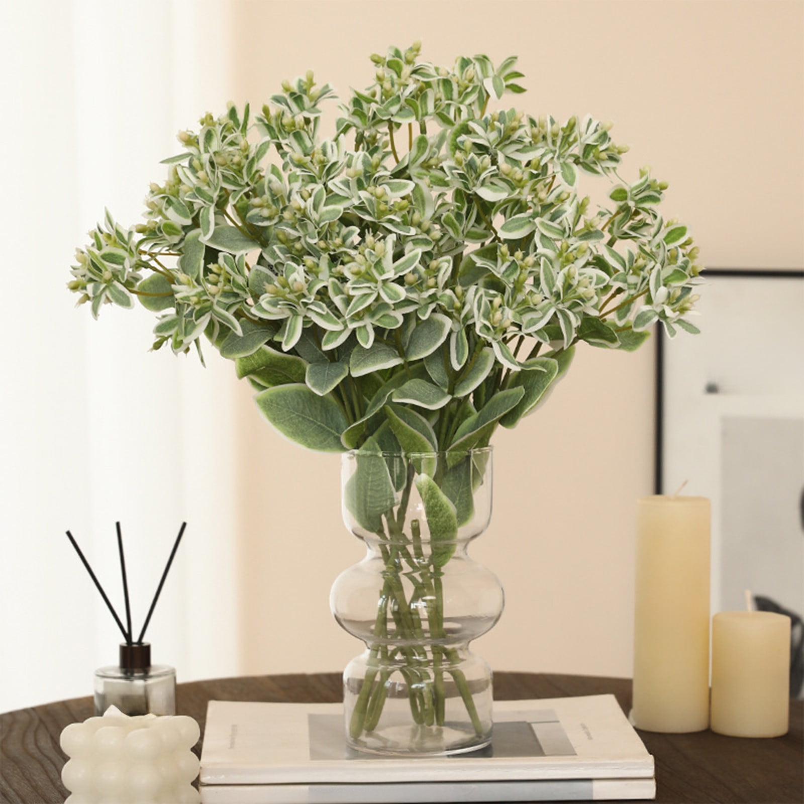 kkbbma under $5 4Pcs Artificial Greenery Leaves Stems Bulk Fake ...