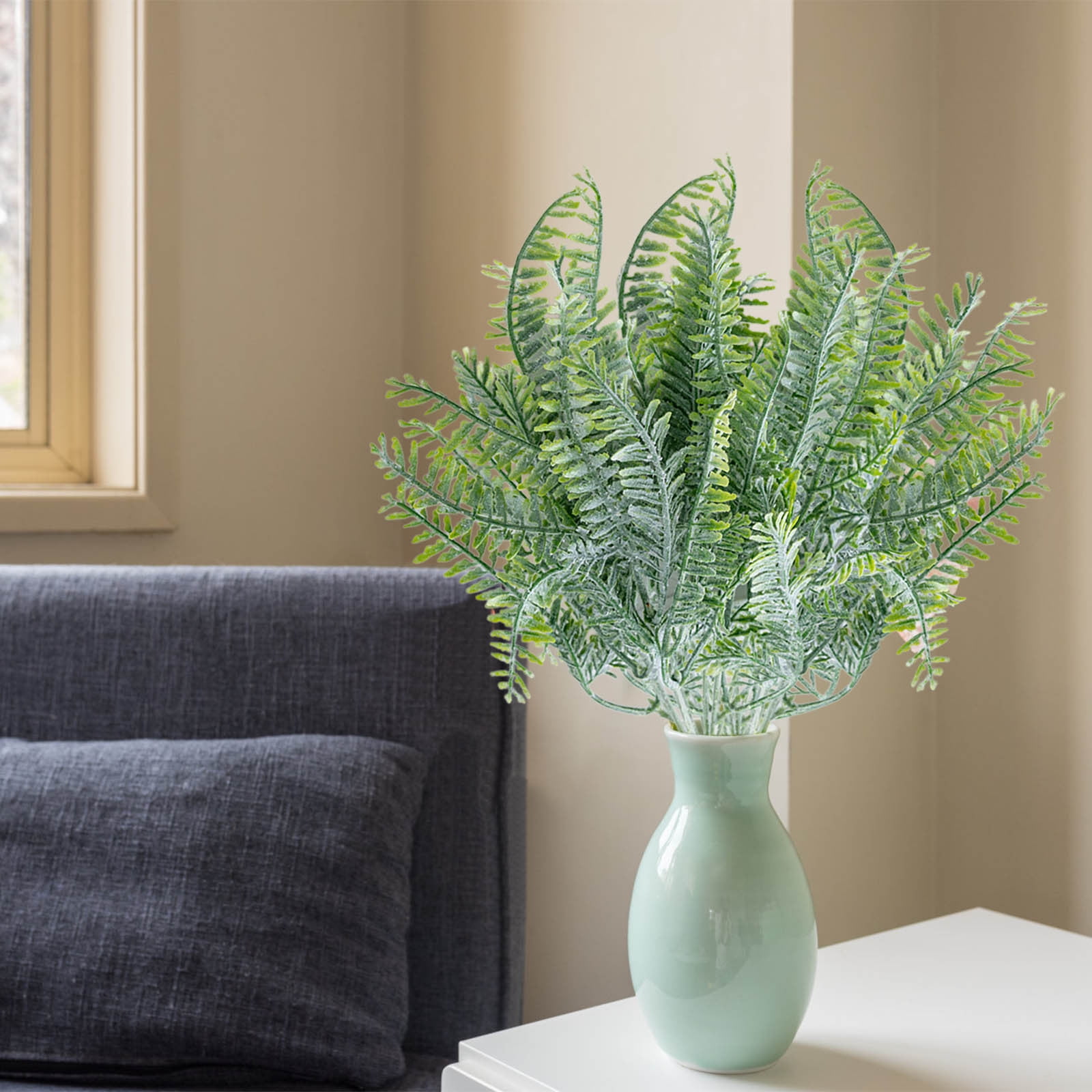 kkbbma under $5 Artificial Boston Shrubs, Plastic Fern Plants Leaves ...