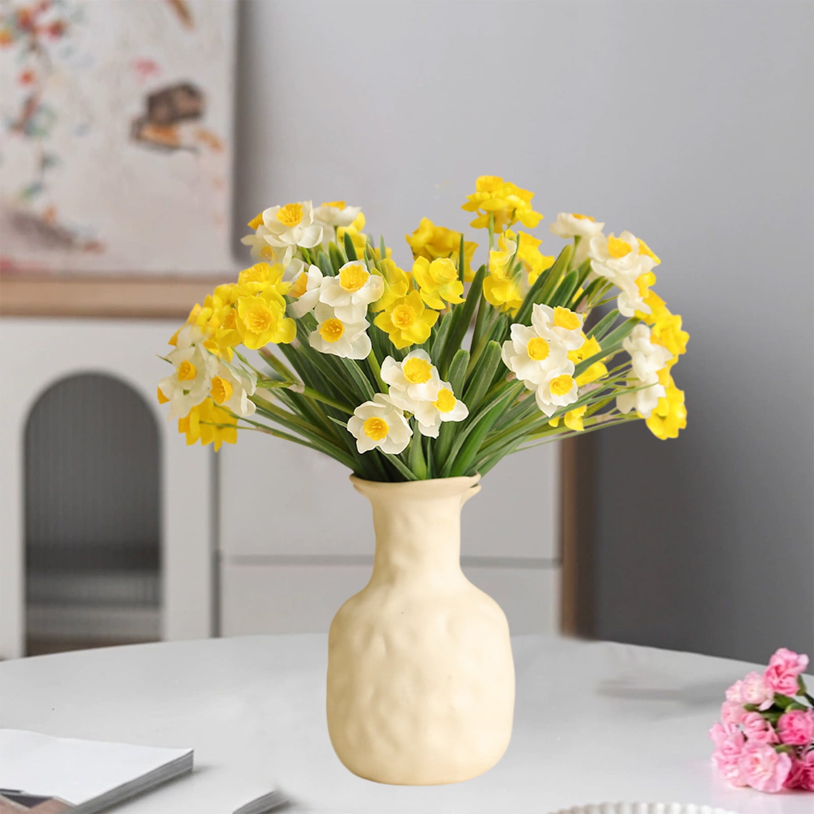 kkbbma Clearance under $5 Artificial Daffodils, Long Stem Artificial ...