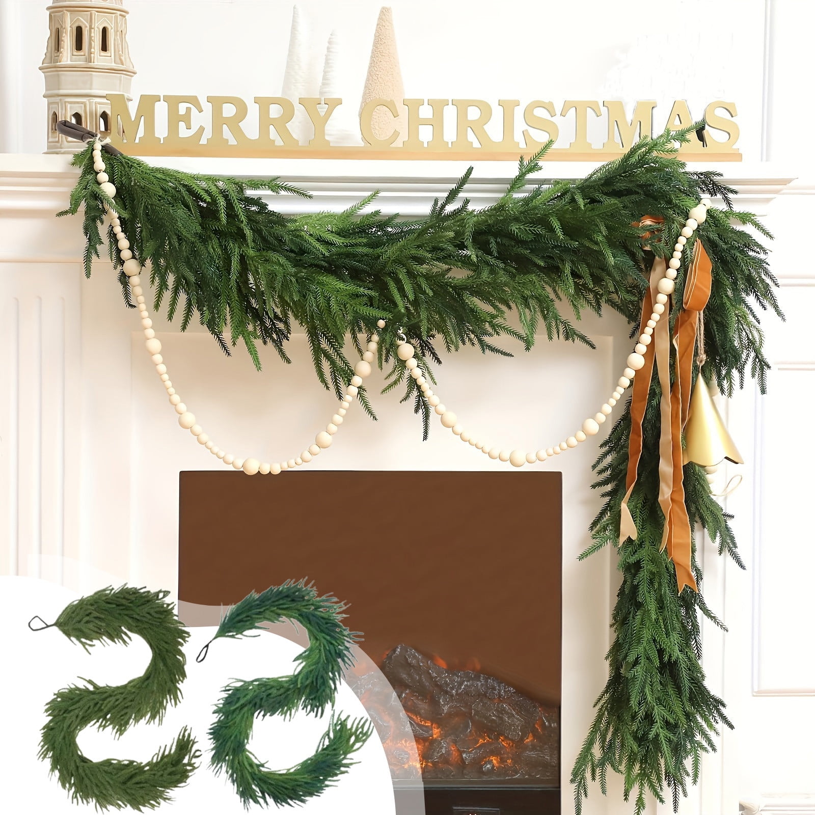 kkbbma Clearance under $5 Artificial Norfolk Pine Garlands, Real Touch ...