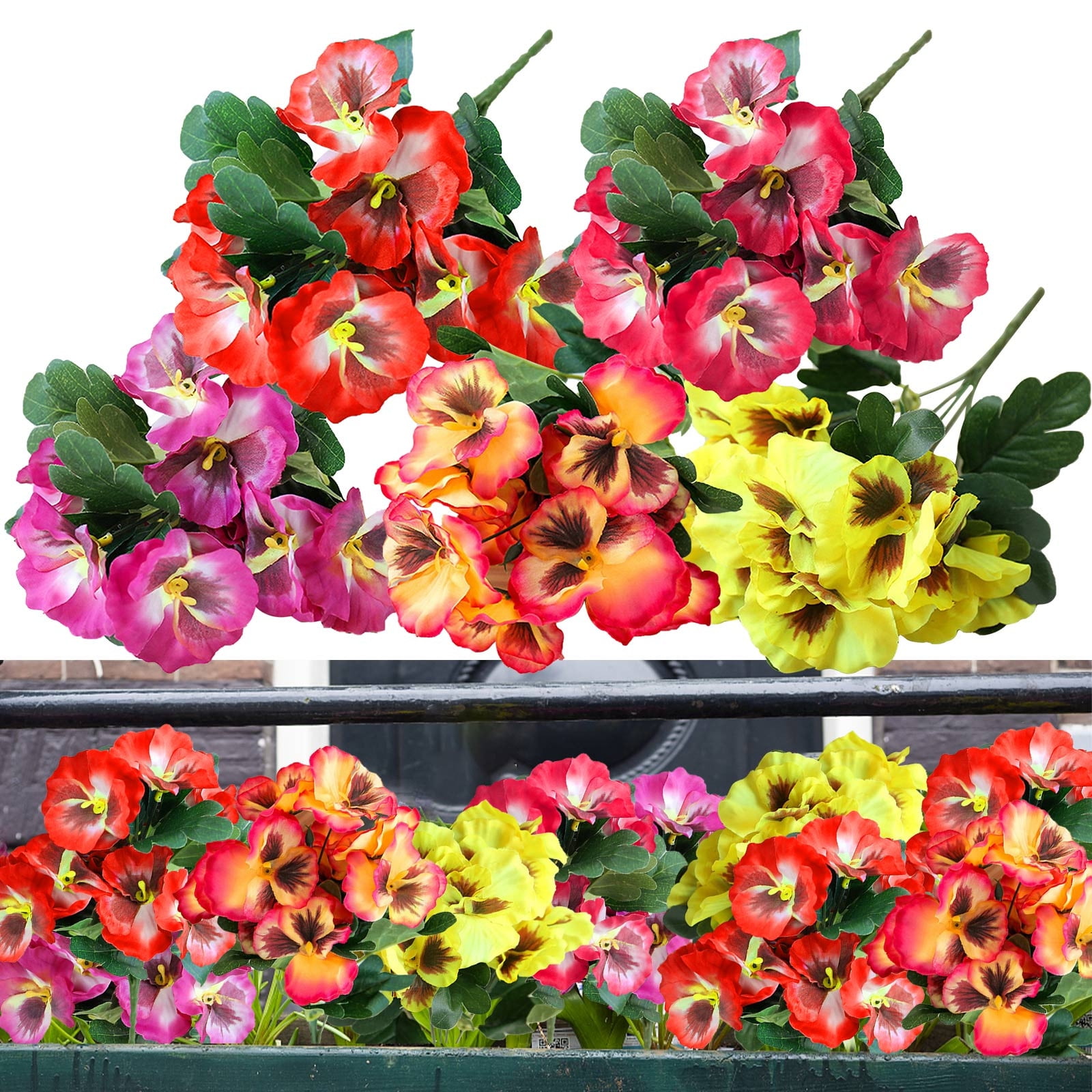 kkbbma Clearance under $5 Artificial Pansy Flowers UV Resistant Plastic ...