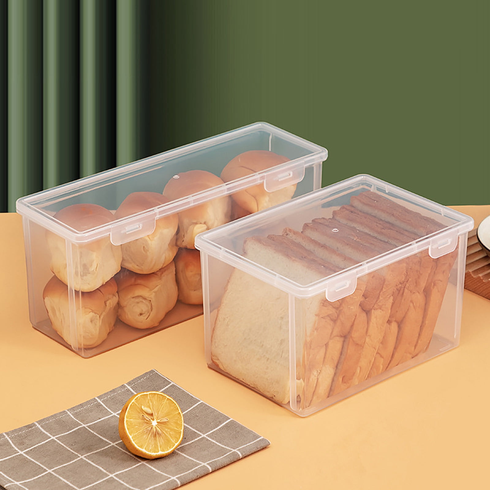 kkbbma Clearance under $5 Bread Box, Plastic Bread Container, Large ...