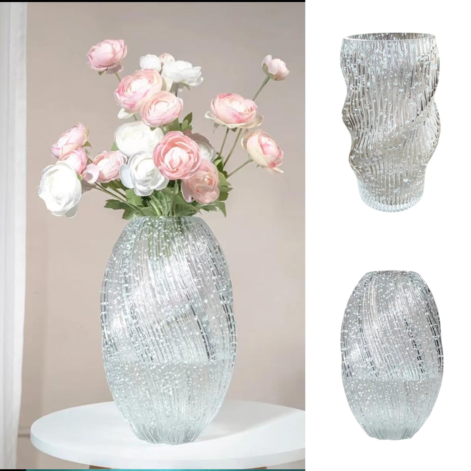 kkbbma under $5 Clear Glass Vases Decorations for Living Room, Glass ...