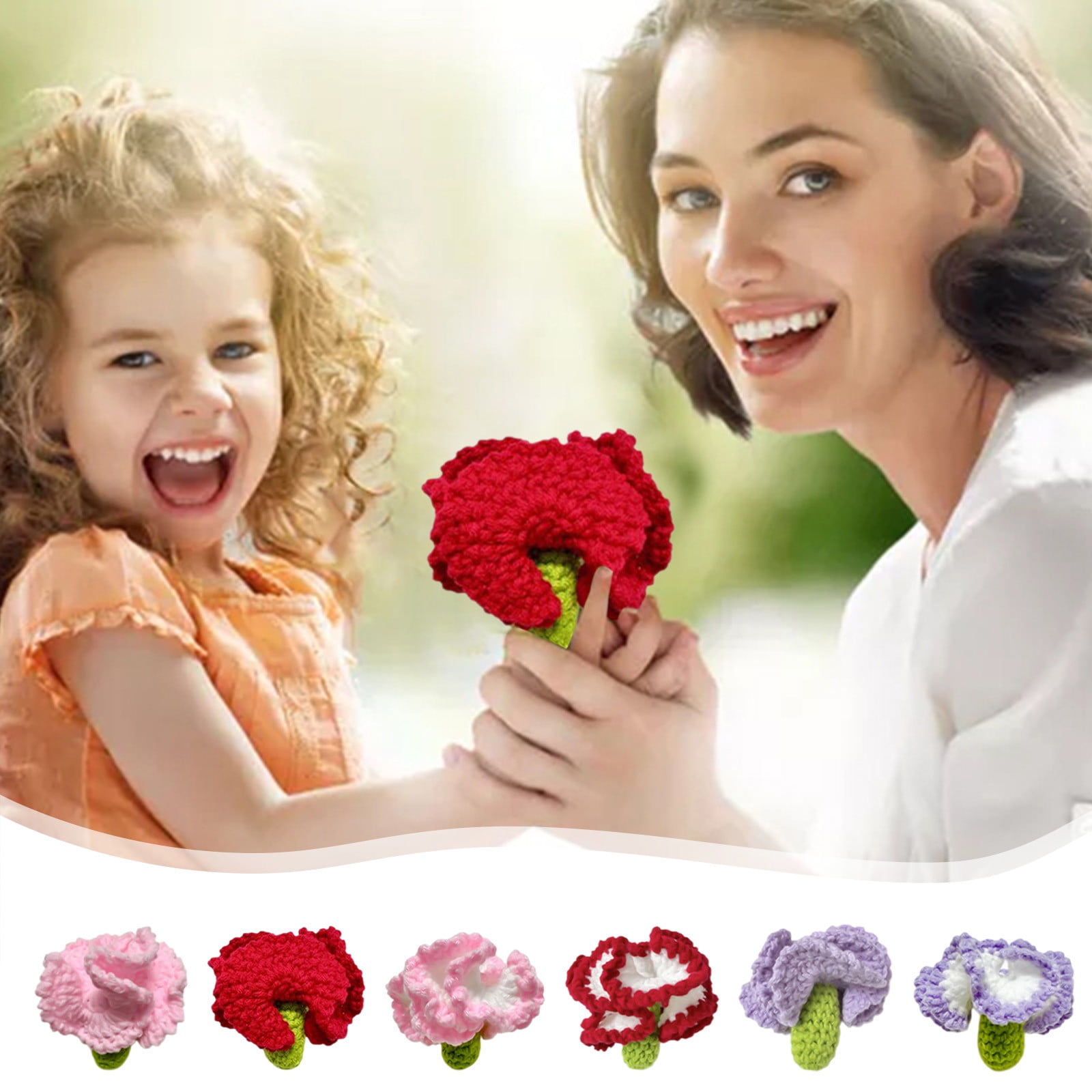 kkbbma Clearance under $5 Crochet Flower Carnations Crochet Knitted ...