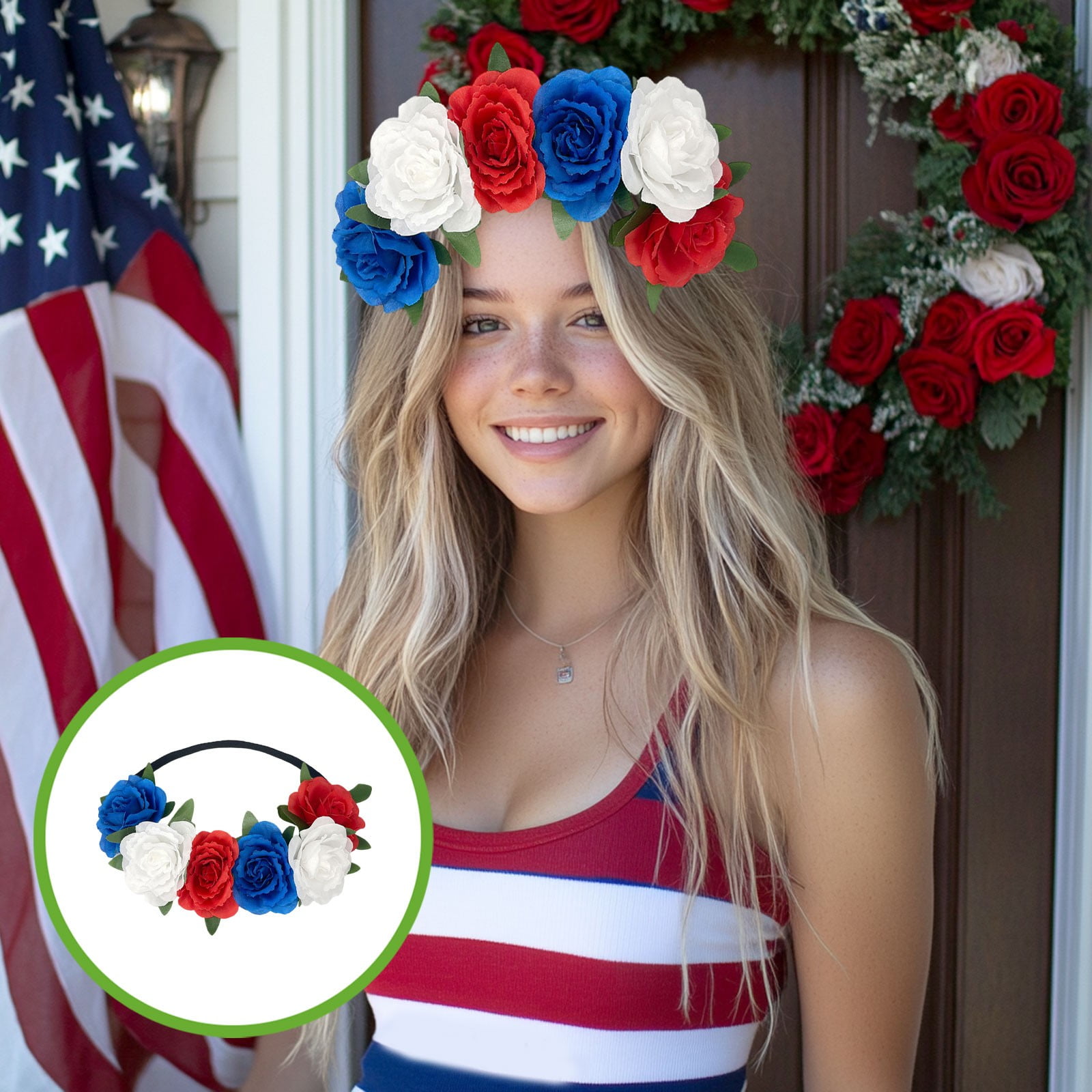 kkbbma Clearance under $5 Floral Headband, 4th of July Headband, Red ...