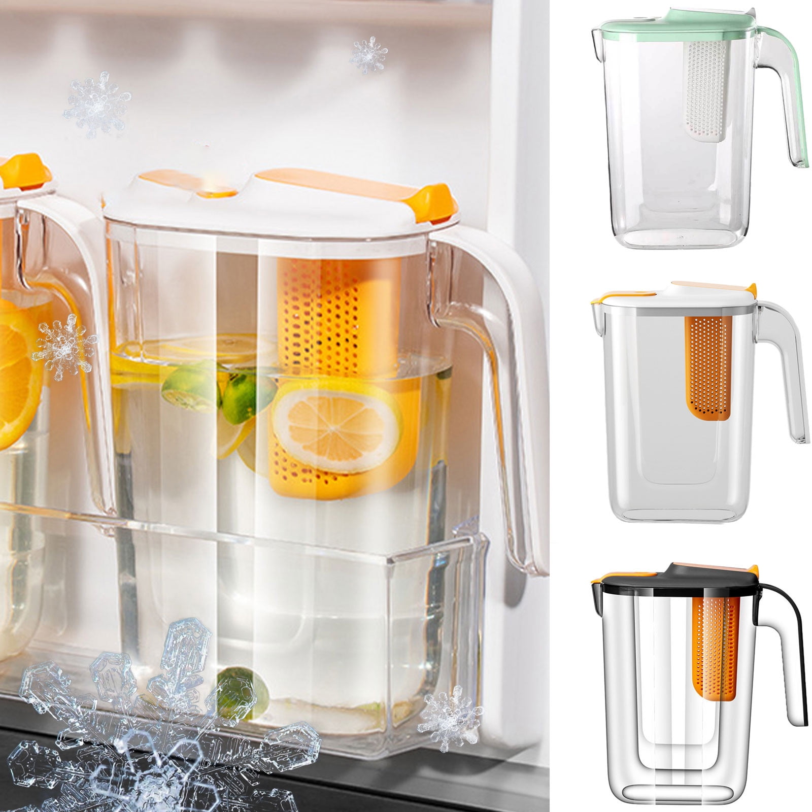 kkbbma Clearance under $5 Fridge Door Water Jug with Handle, Plastic Water Pitchers, Tea Pitcher ...