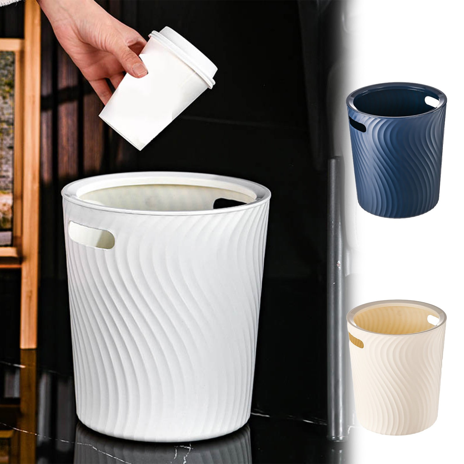 kkbbma Clearance Under $5 Garbage Can - Striped Waste Bin Home Office ...