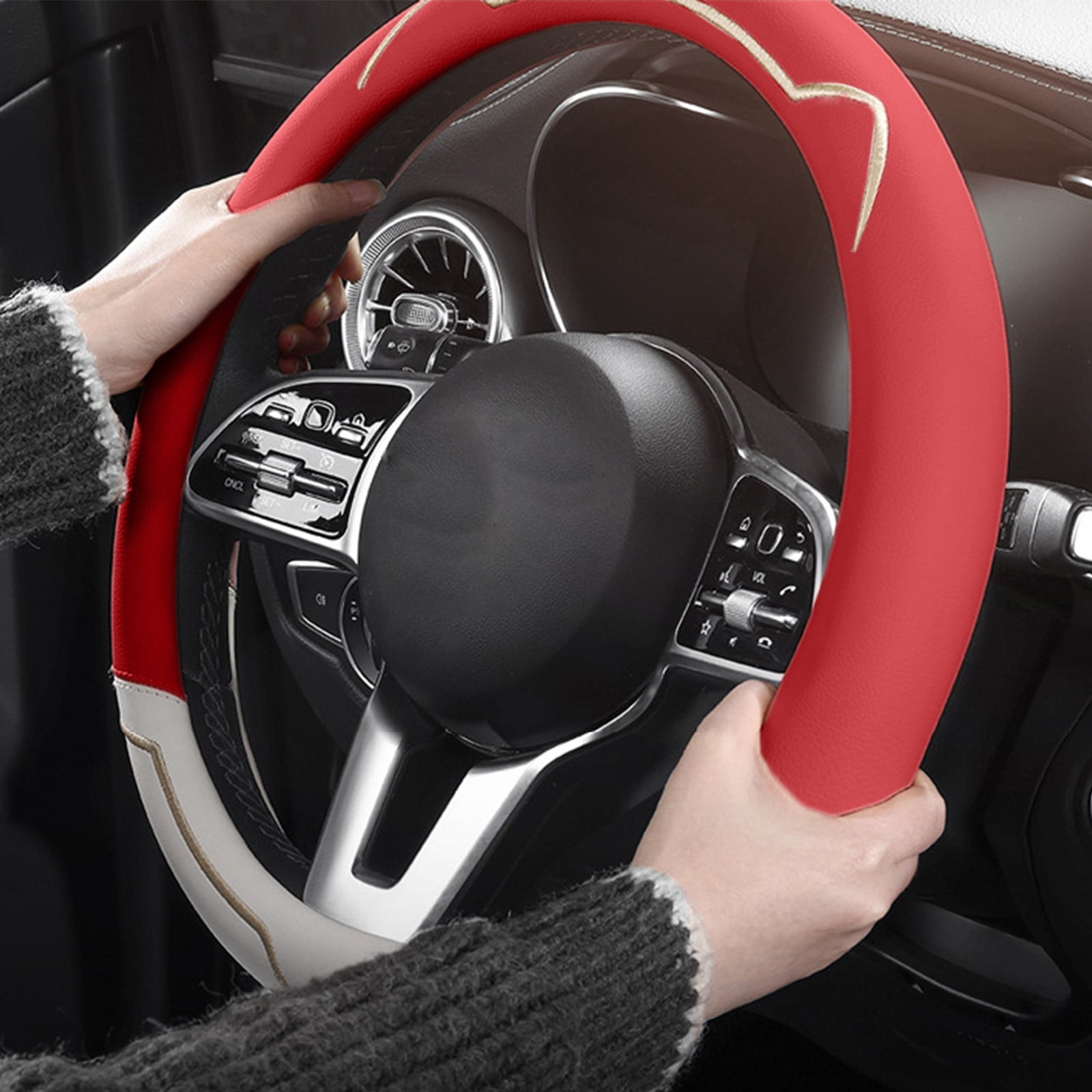 kkbbma under $5 Leather Car Steering Wheel Cover, Full Surround Car ...