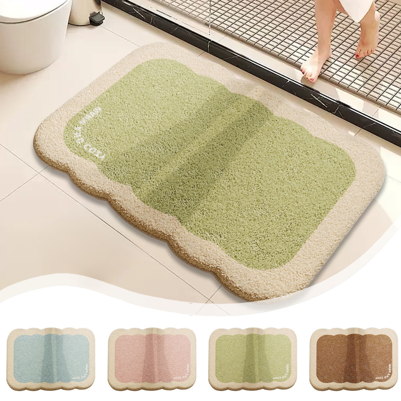 kkbbma under $5 Luxury Microfiber Bathroom Rugs, Scalloped Bath Rug ...
