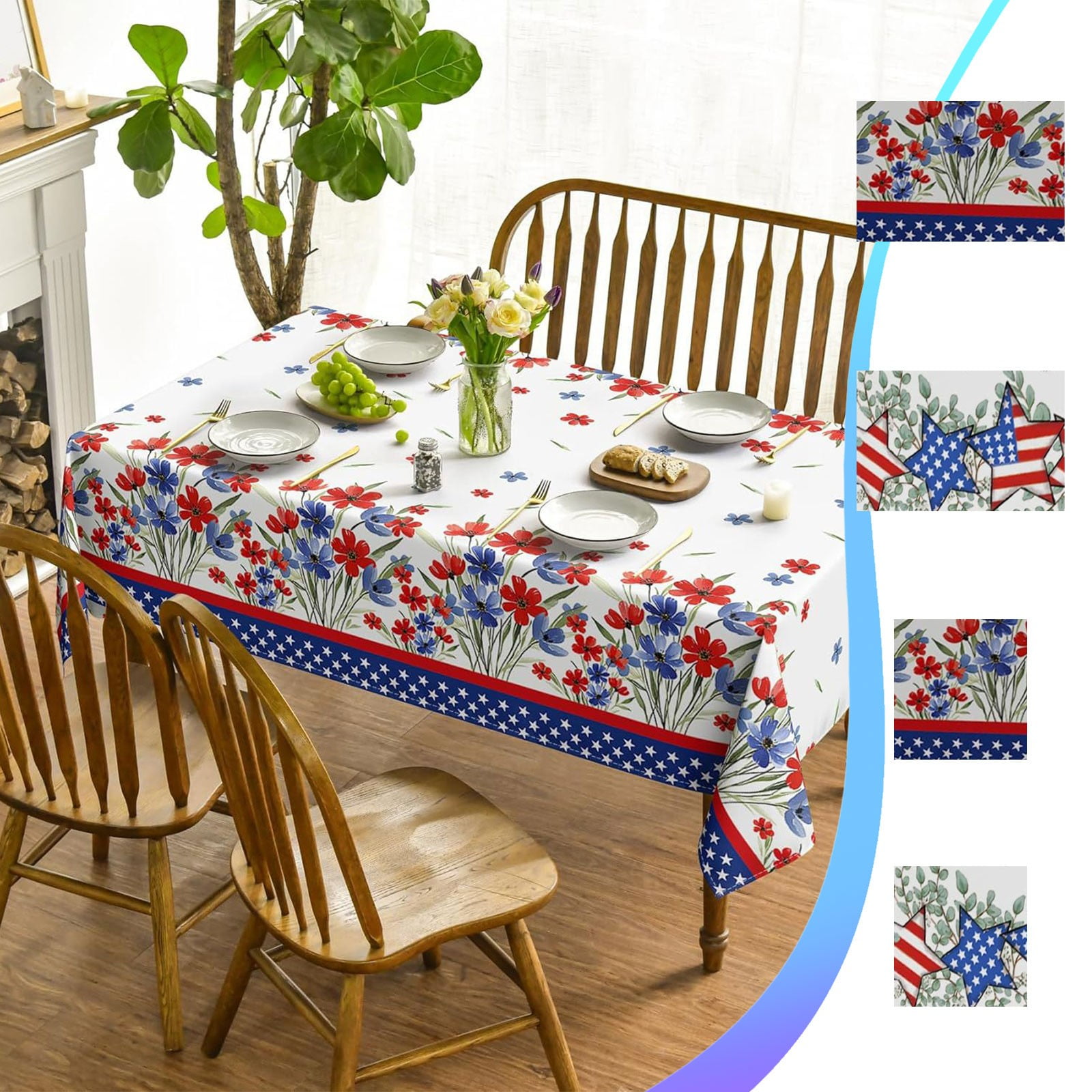 kkbbma Clearance under $5 Patriotic Flower Tablecloth Decorations, 4th ...