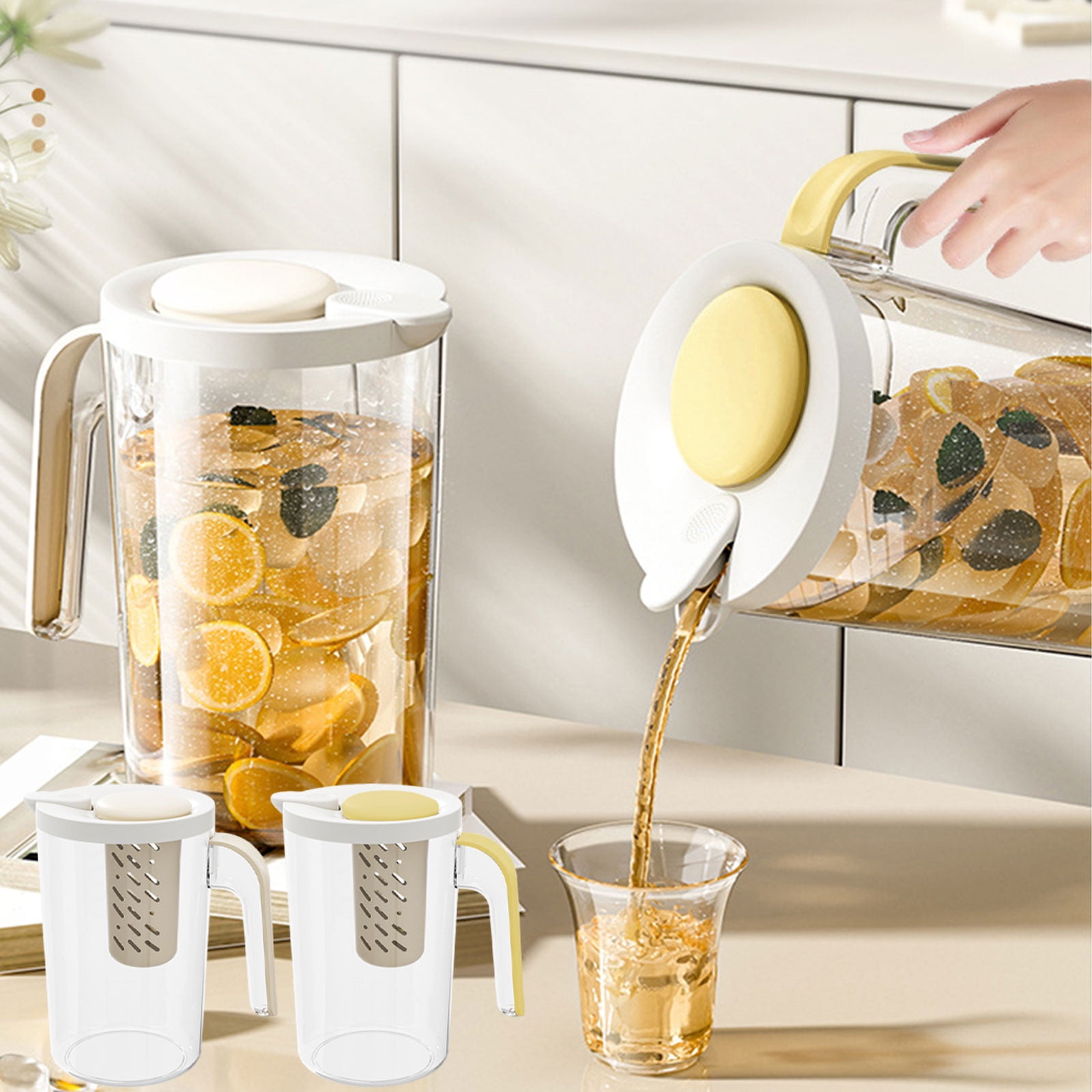 kkbbma Clearance under $5 Plastic Pitcher with Lid - Clear Plastic ...