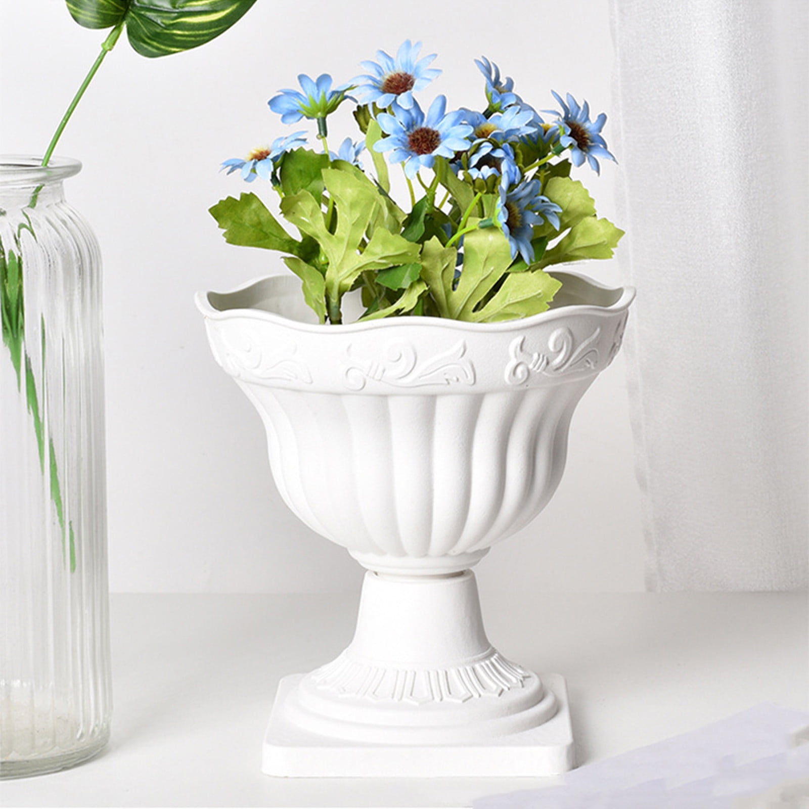kkbbma under $5 Plastic Urn Planters, White Large Lightweight Imitation ...