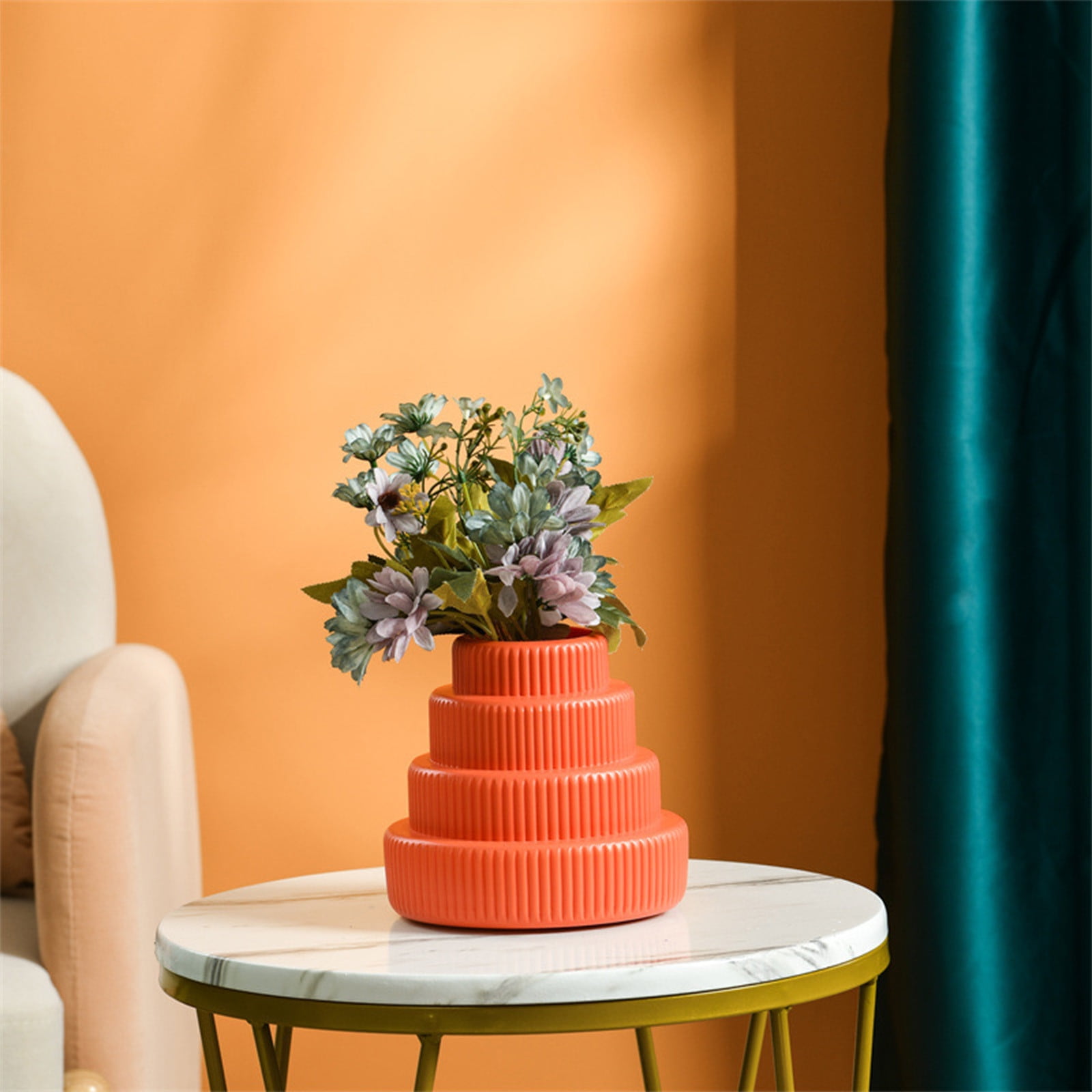 kkbbma Clearance under $5 Plastic vase, Vases for Flowers Ceramic Look ...