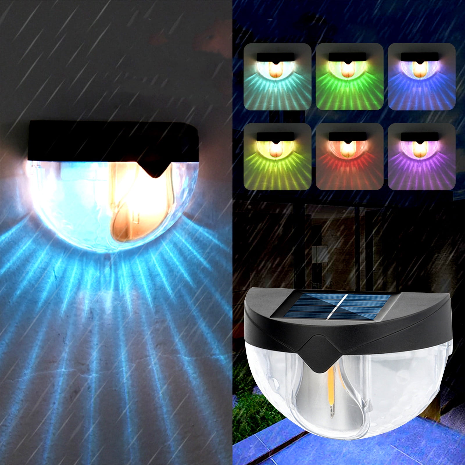 kkbbma Clearance under $5 Solar Deck Lights Outdoor, Colorful RGB Solar ...