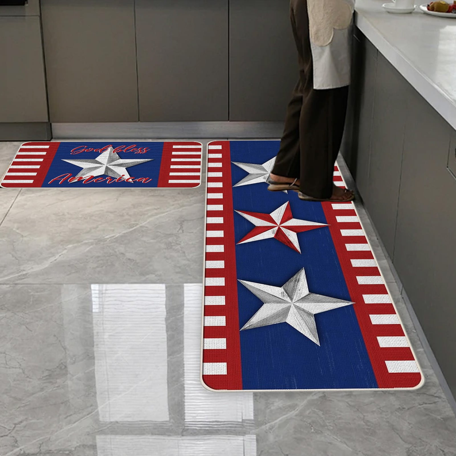 kkbbma under $5 American Flag Stars Patriotic 4th of July Kitchen Mats ...