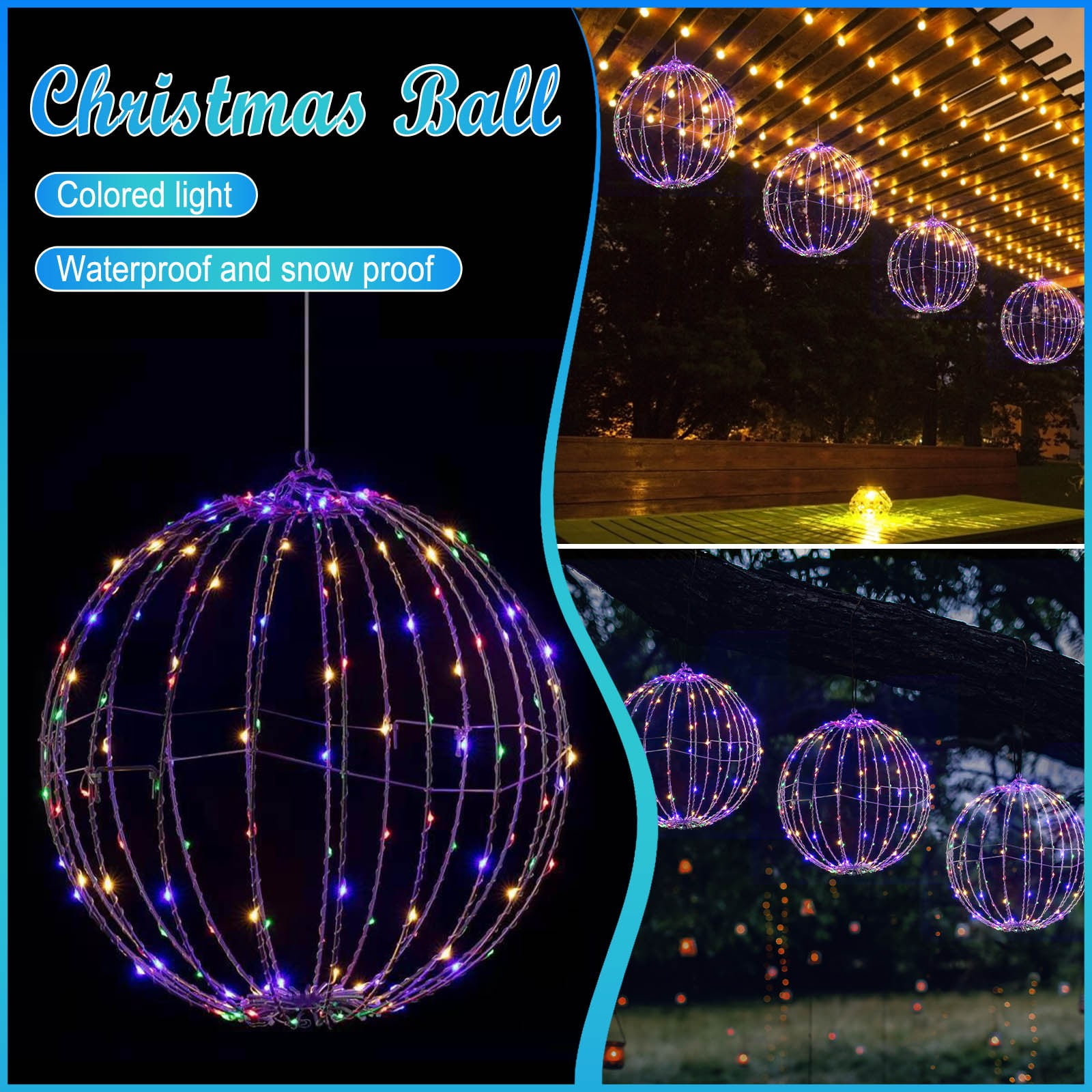 kkbbma Deals Christmas LED Ball Lights Sphere, Lighted Holiday Balls ...