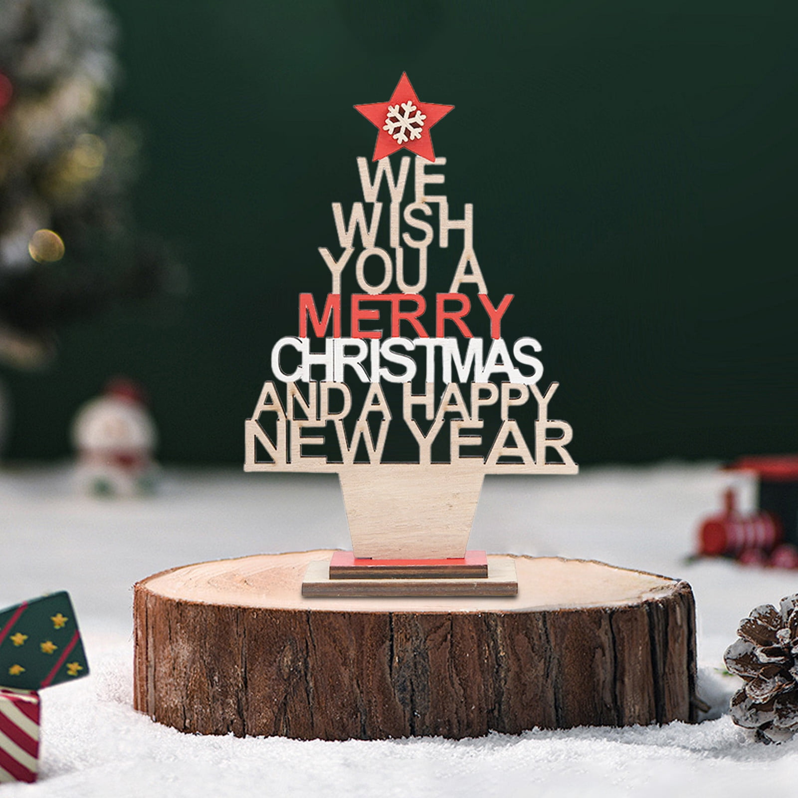 kkbbma Deals Wooden Cutout Christmas Tree Tabletop Decorations, Wooden ...