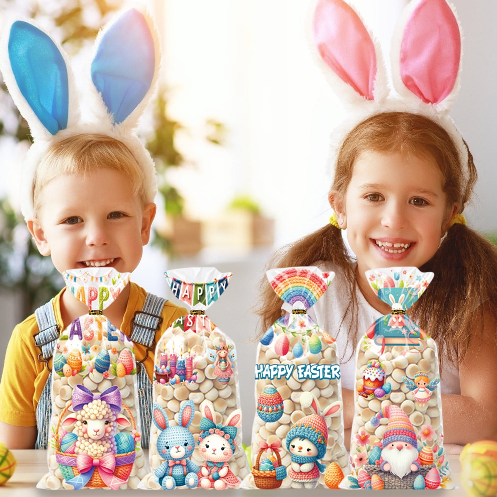 kkbbma Easter Clearance under $5 50 Pcs Easter Treat Bags - Happy Easter Gift Bags, Plastic ...