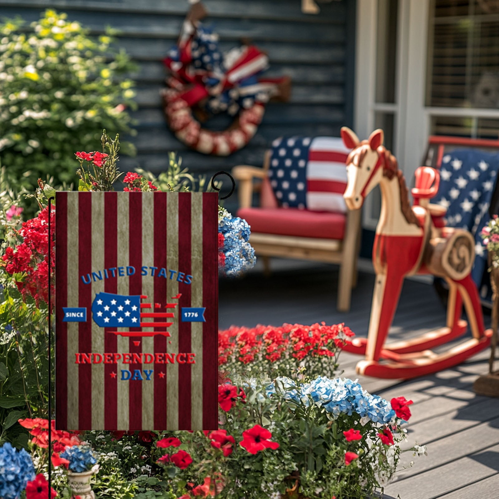 kkbbma Flash Deals 4th of July Patriotic Garden Flag 12x18 Double Sided ...