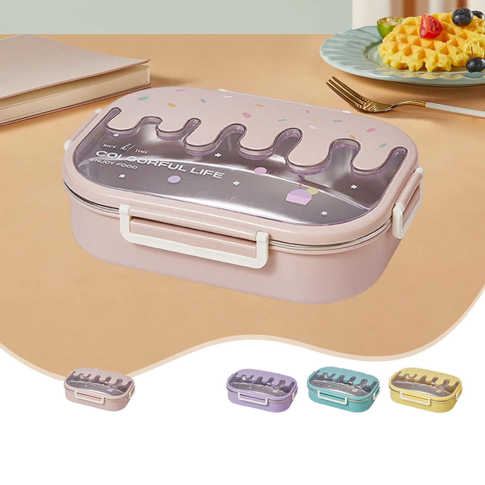 kkbbma Stainless Steel Lunch Box, 3 Compartment Metal Lunch Containers ...