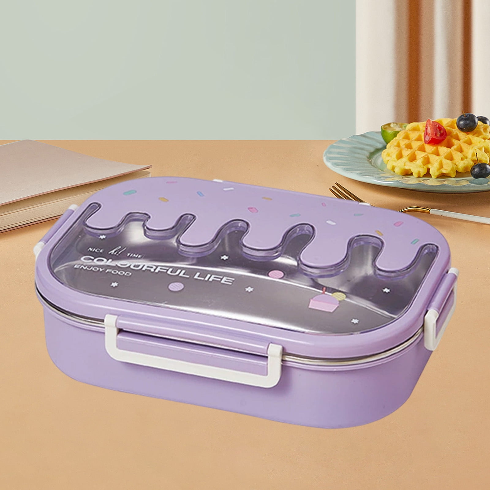 kkbbma Stainless Steel Lunch Box, 4 Compartment Metal Lunch Containers ...