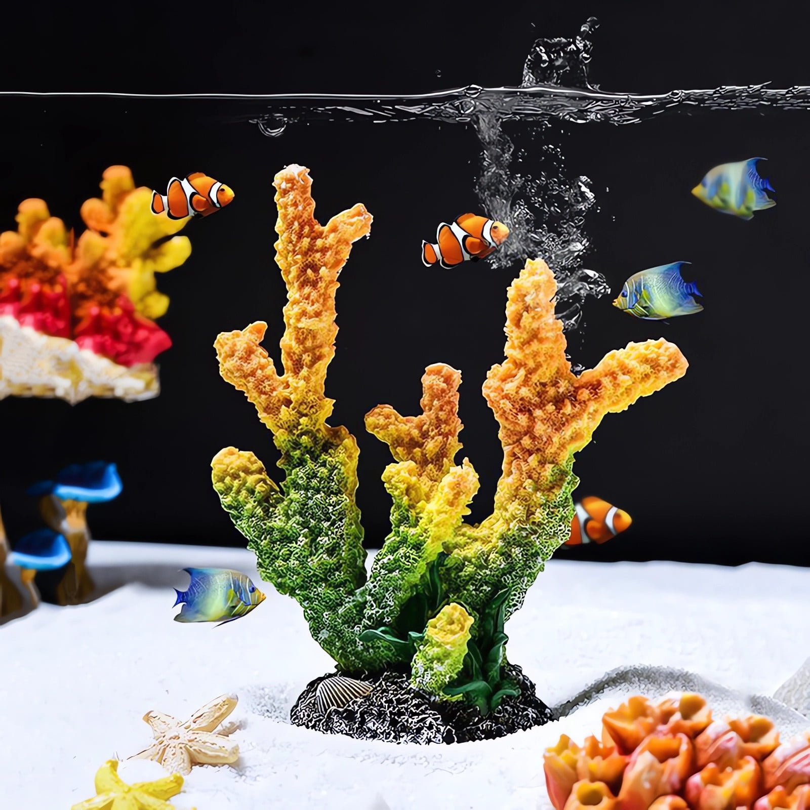 kkbbma Aquarium Colorful Coral Reef Decorations Fish Tank Decoration ...