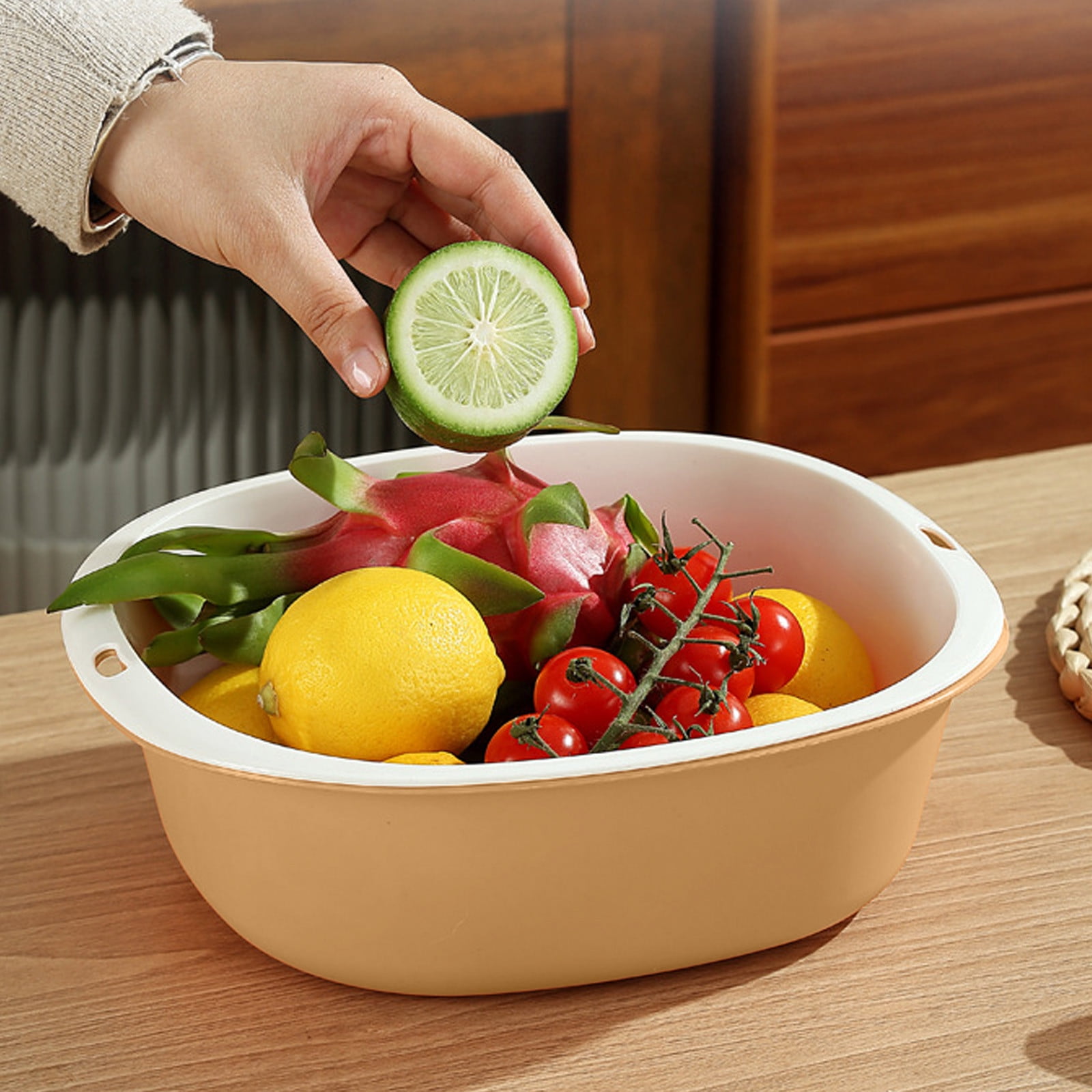 kkbbma under $5 Kitchen Colanders Bowl Set 2 in 1 Fruit Vegetable ...