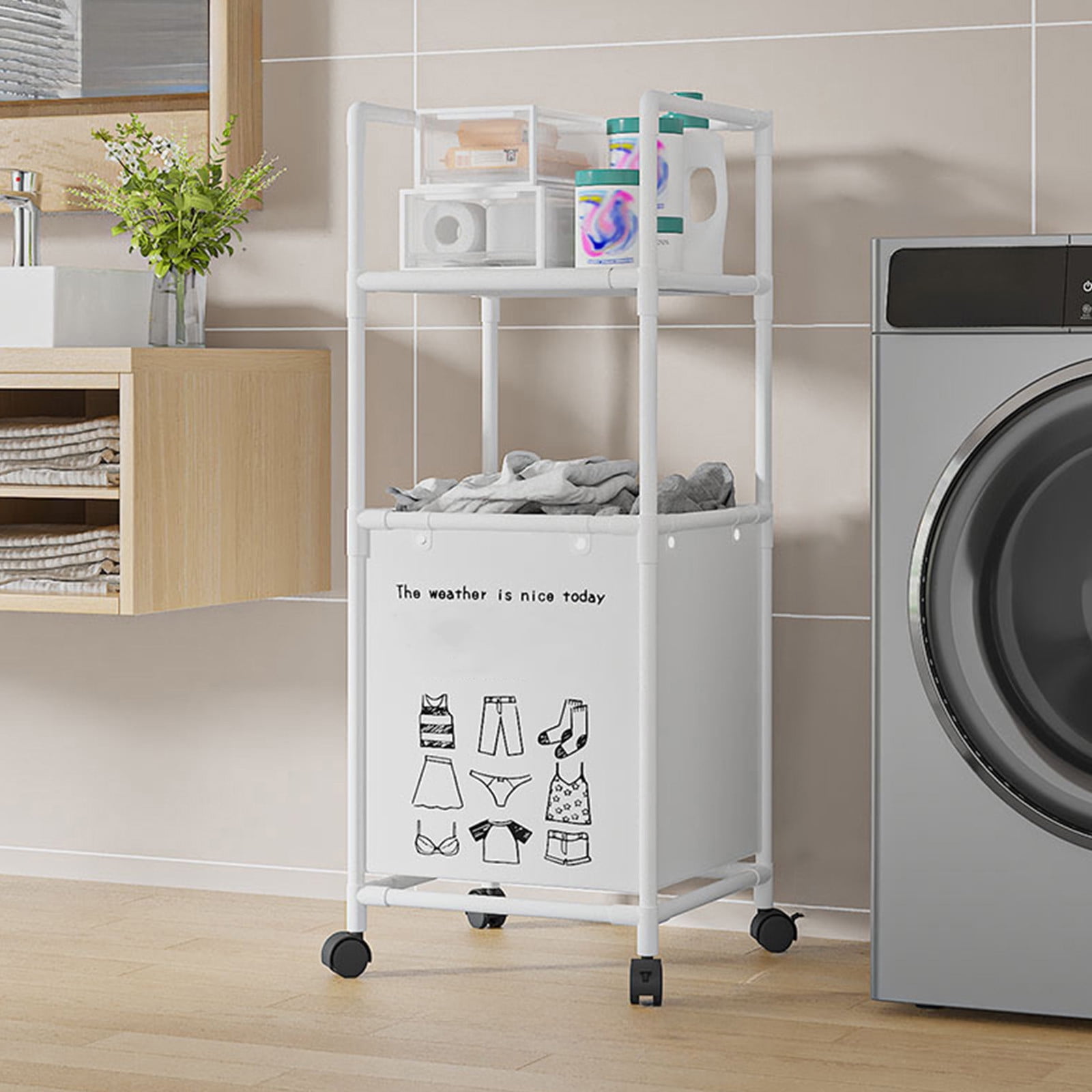 kkbbma Summer Savings Clearance under $5 Laundry Hamper with Shelf ...