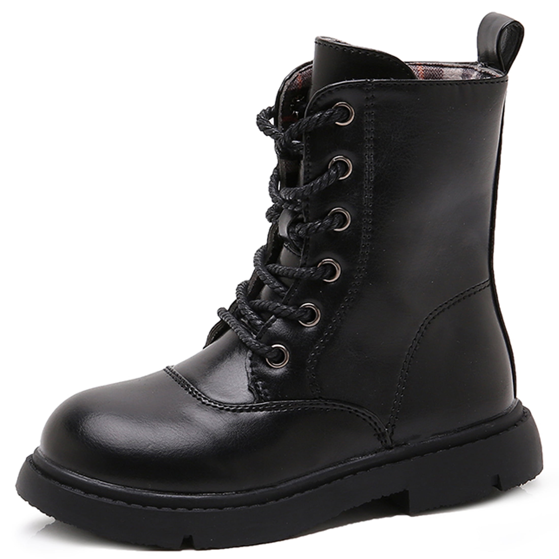 kkdom Synthetic Leather Combat Boots for Boys & Girls, Size 10 Toddler ...