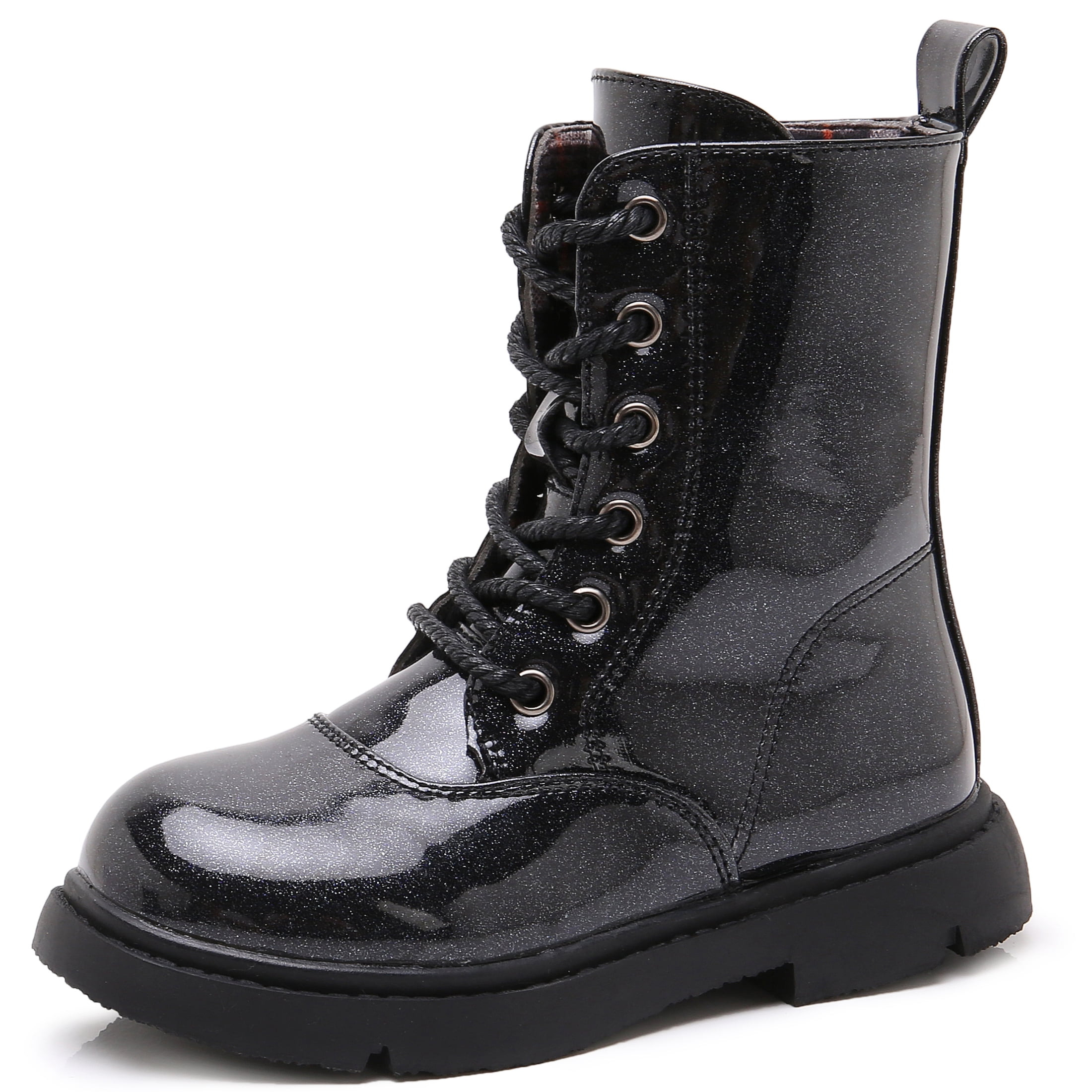kkdom Boys Girls Kids Combat Boots Unisex Black 4 Big Kid - Walmart.com