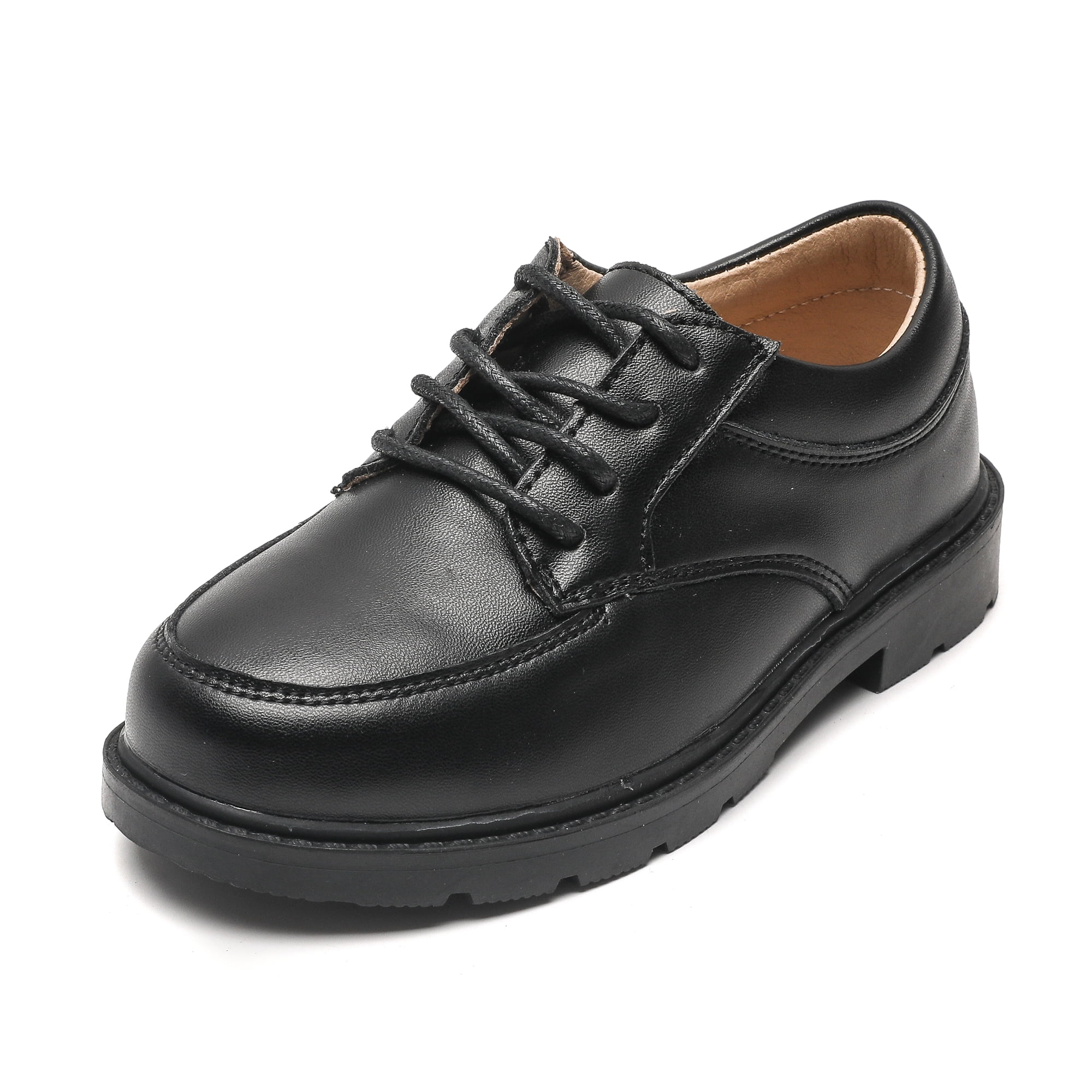kkdom Boys & Girls Black Oxford Shoes, Non-Slip Leather Loafers ...
