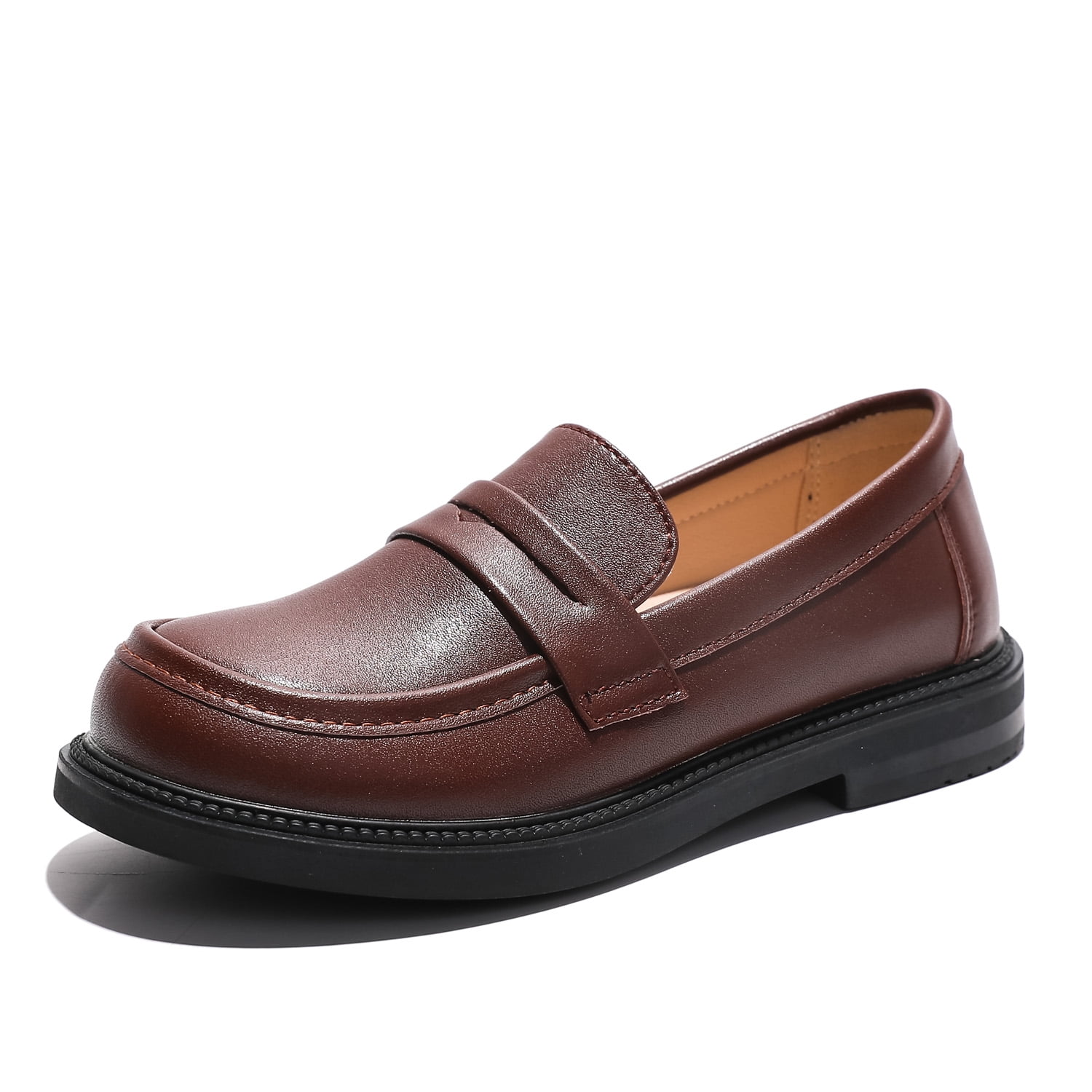 kkdom Girls Loafers Shoes Fashion Slip-on Dress Shoes Wedding Brown ...