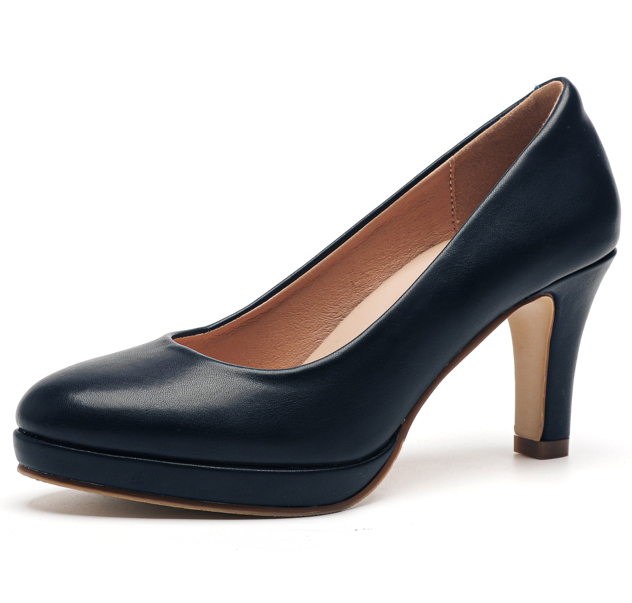 kkdom Women High Heels Pumps Round Toe Classic Platform Pump Blue Size ...