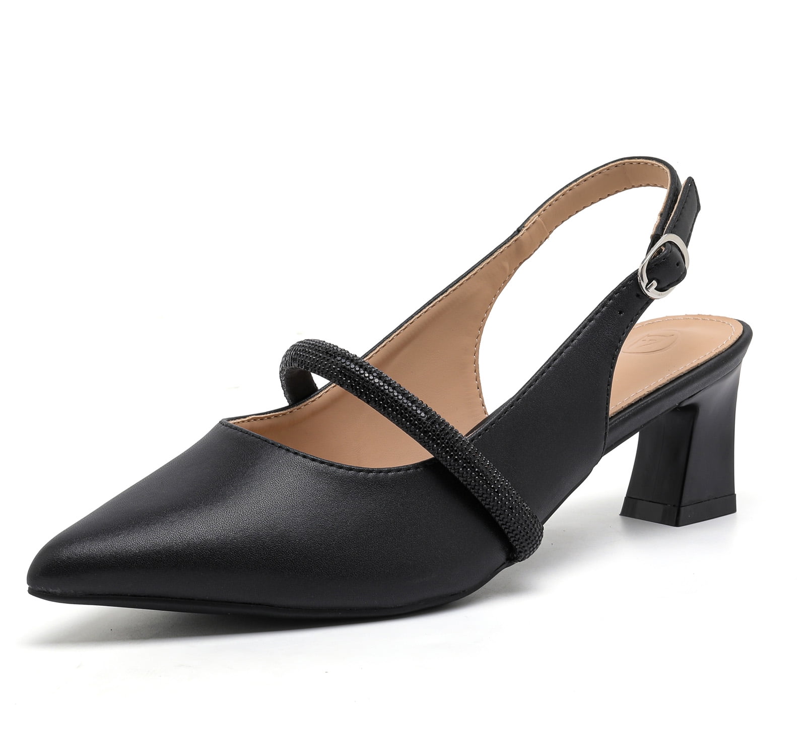 kkdom Womens Chunky Closed Toe Low Block Heels Dress Ankle Strap ...