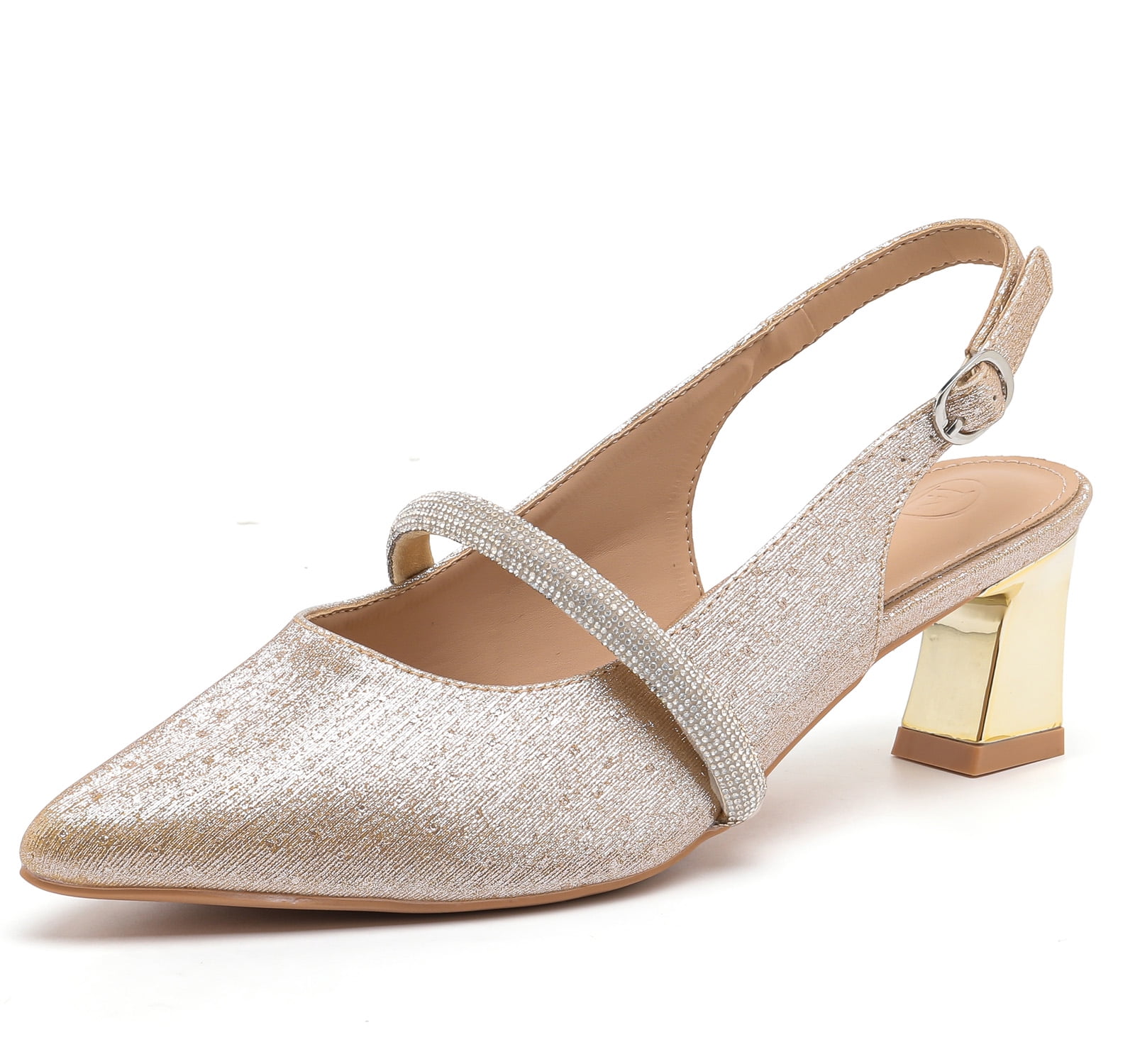 kkdom Womens Chunky Closed Toe Low Block Heels Dress Ankle Strap ...
