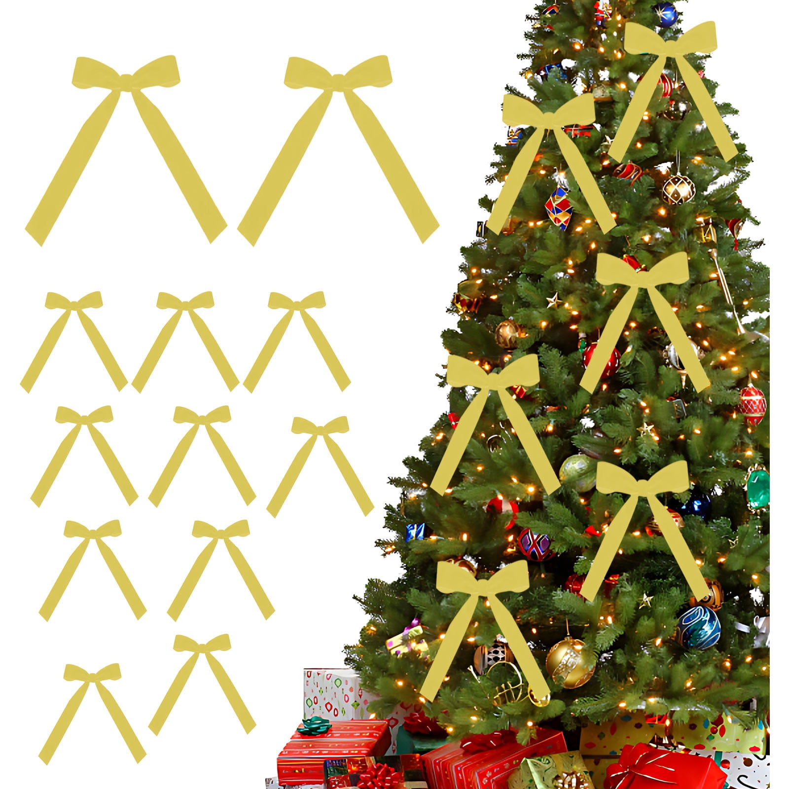 kladzum 12pcs Christmas Bows Velvet Christmas Tree Bow Decoration ...