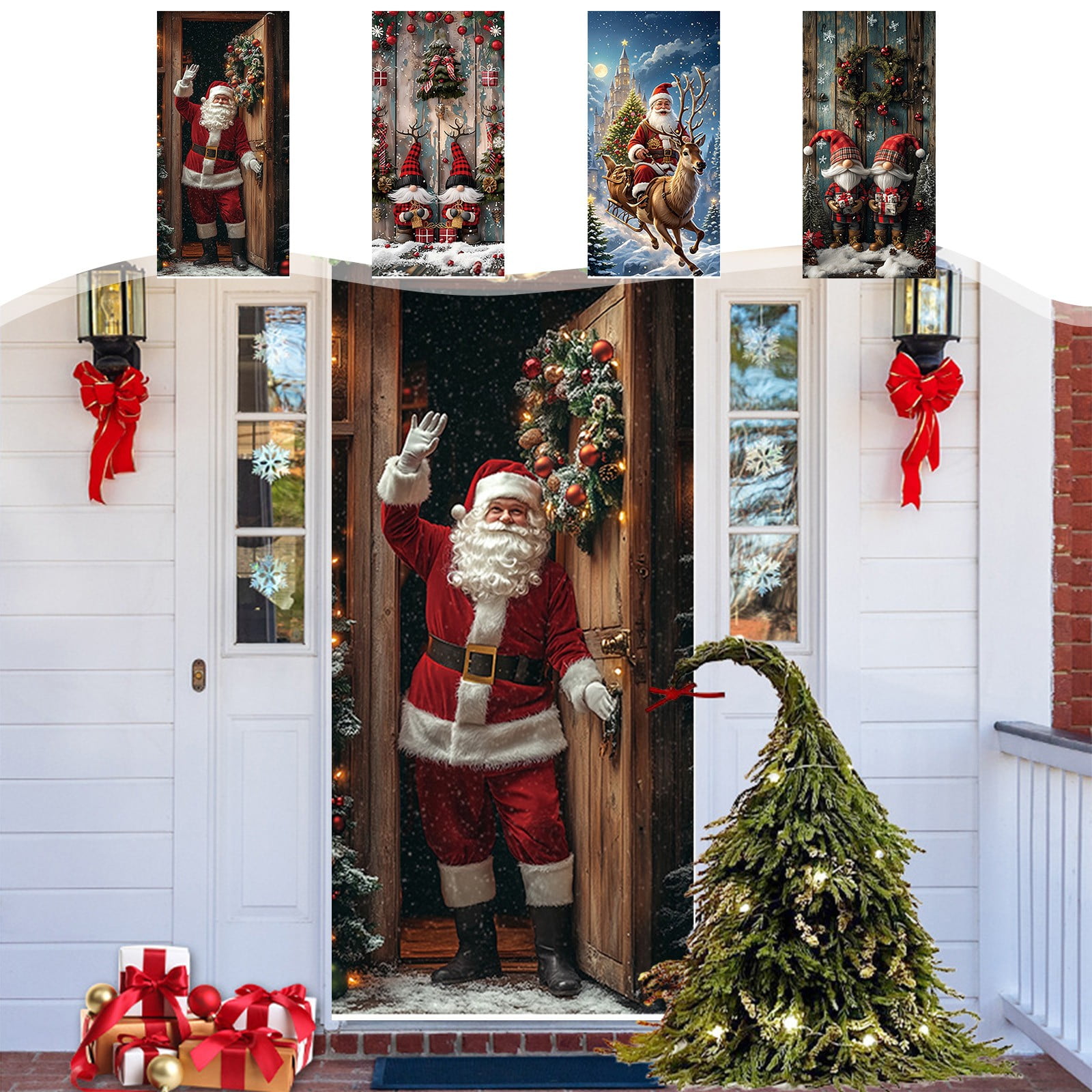 kladzum 35x70 Inches Christmas Door Cover Decorative Door Curtain ...