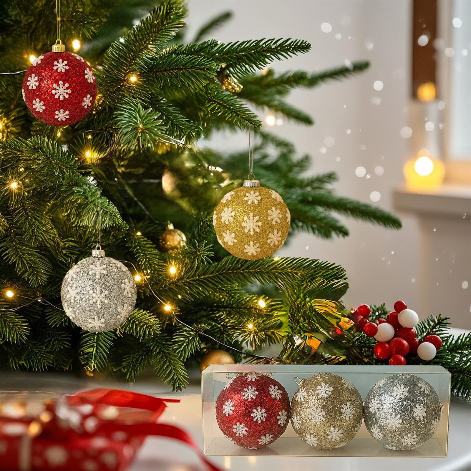 kladzum 3PCS Christmas Ball Ornaments 3.15" Shatterproof Xmas Balls ...