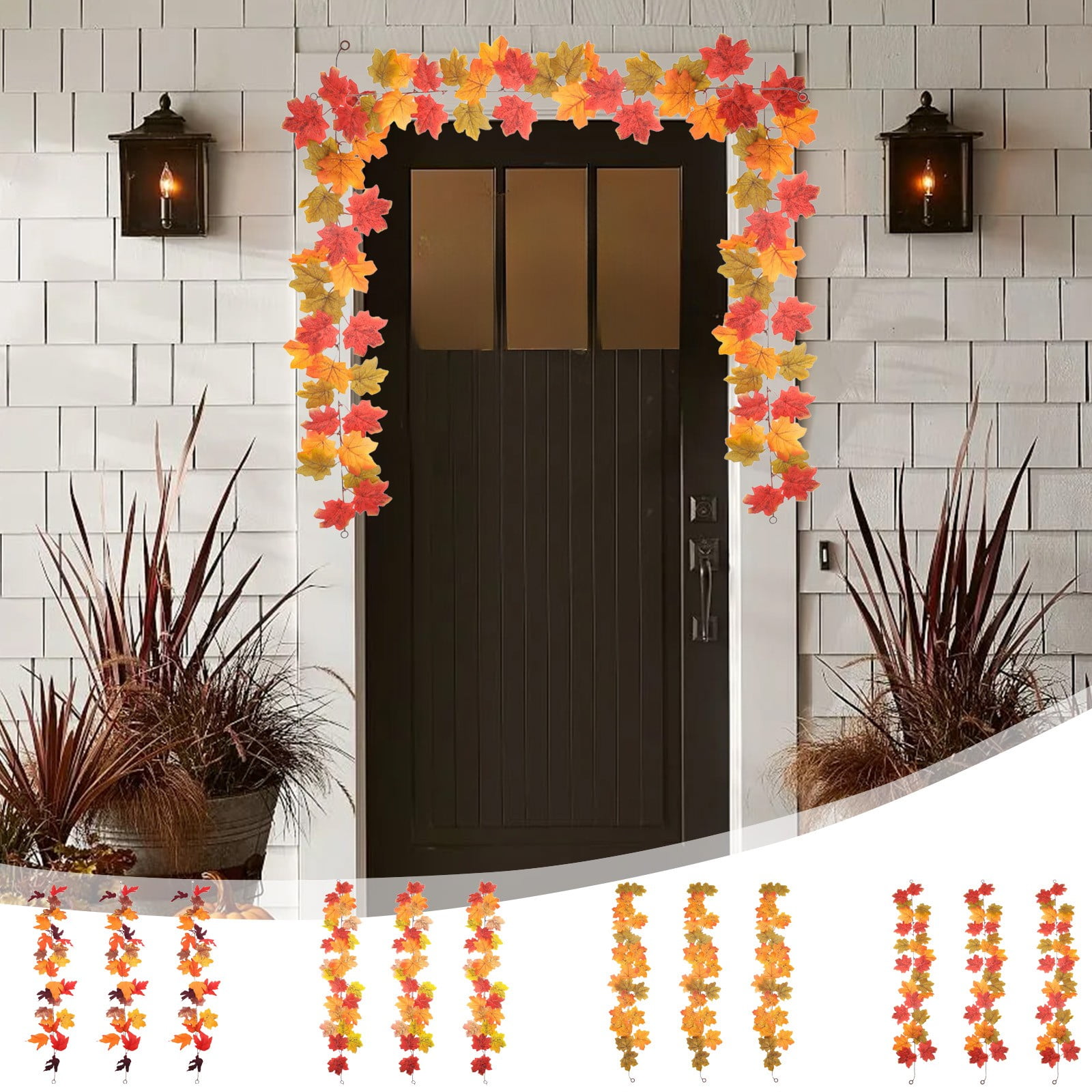 kladzum 3pcs Halloween Leaf Garland Fake Maple Leaf Vines Autumns ...
