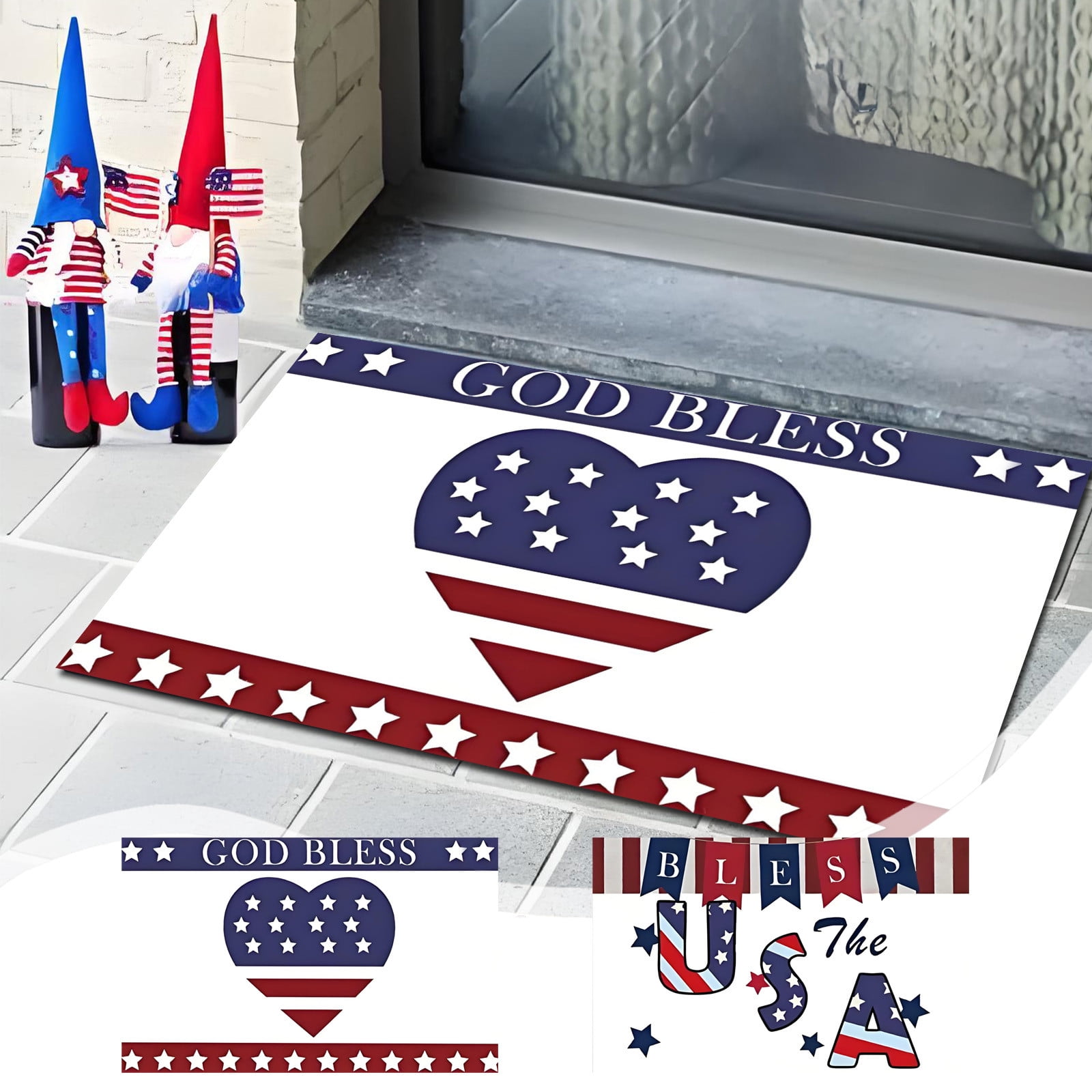 kladzum 4th of July Door Mat USA Flag Welcome Entry Mat Easy To Clean ...