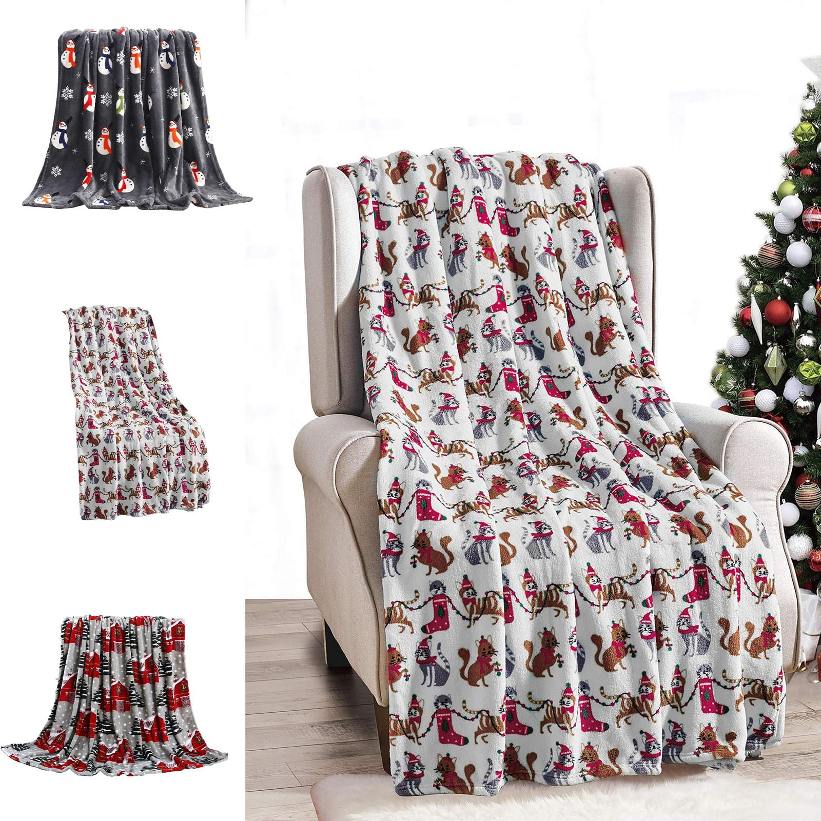 kladzum Christmas Blanket Soft Cozy Throw Blanket with Holiday Themed ...