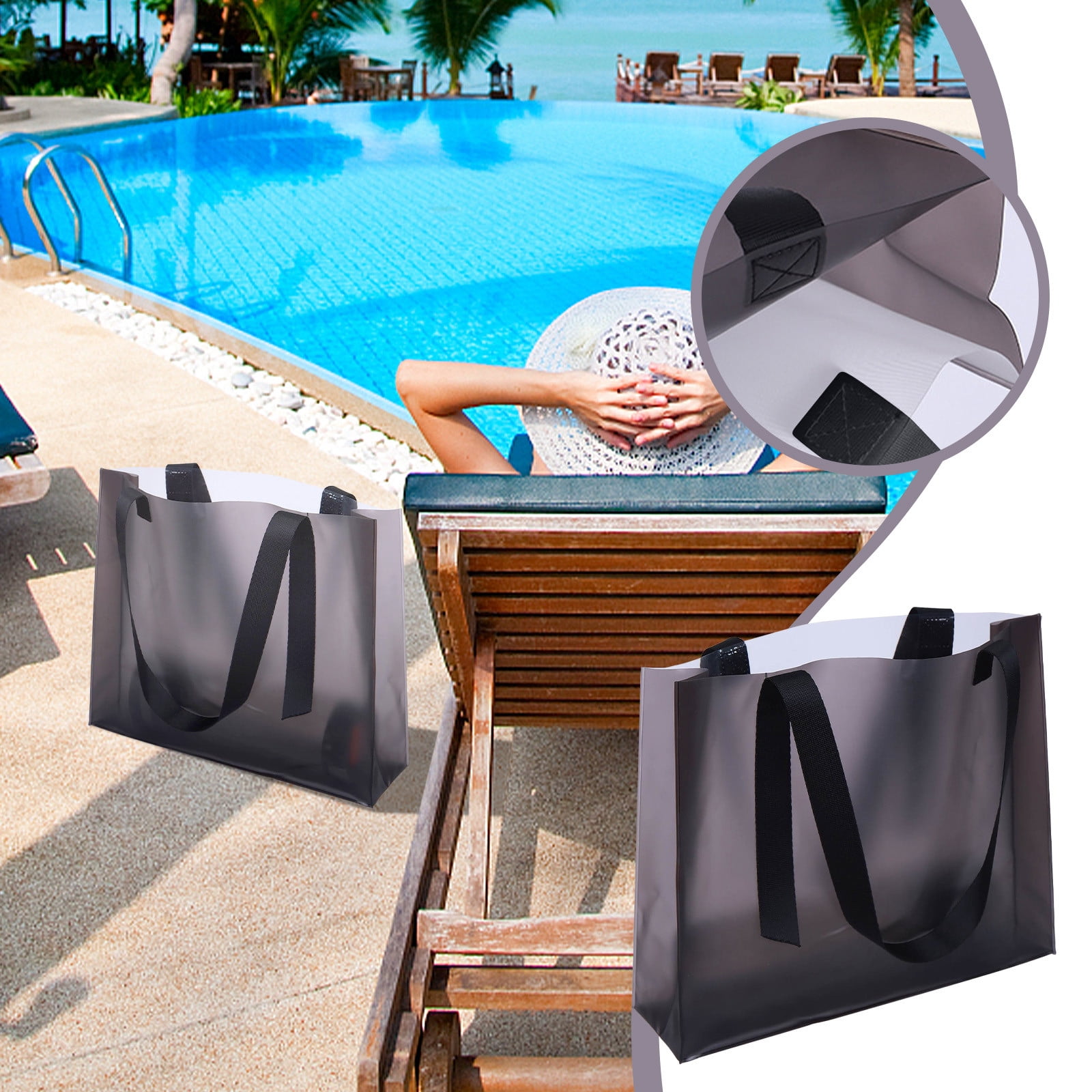 kladzum Clear Tote Bag Large Capacity Swimming Bag Transparent Visible ...