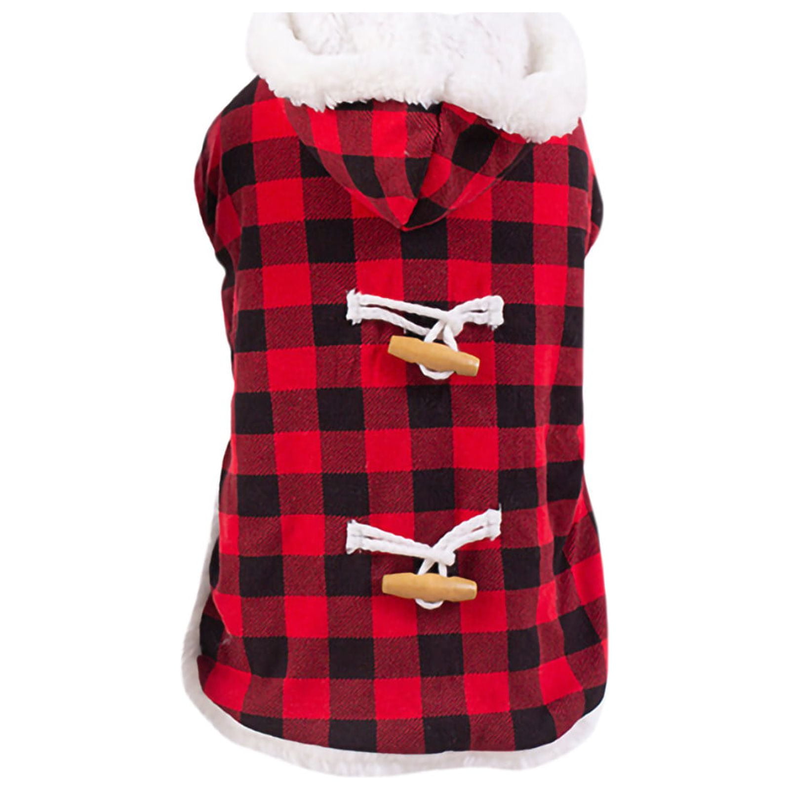 kladzum Dog Clothes British Plaid Dog Hooded Cloak Winter Warm Lamb ...