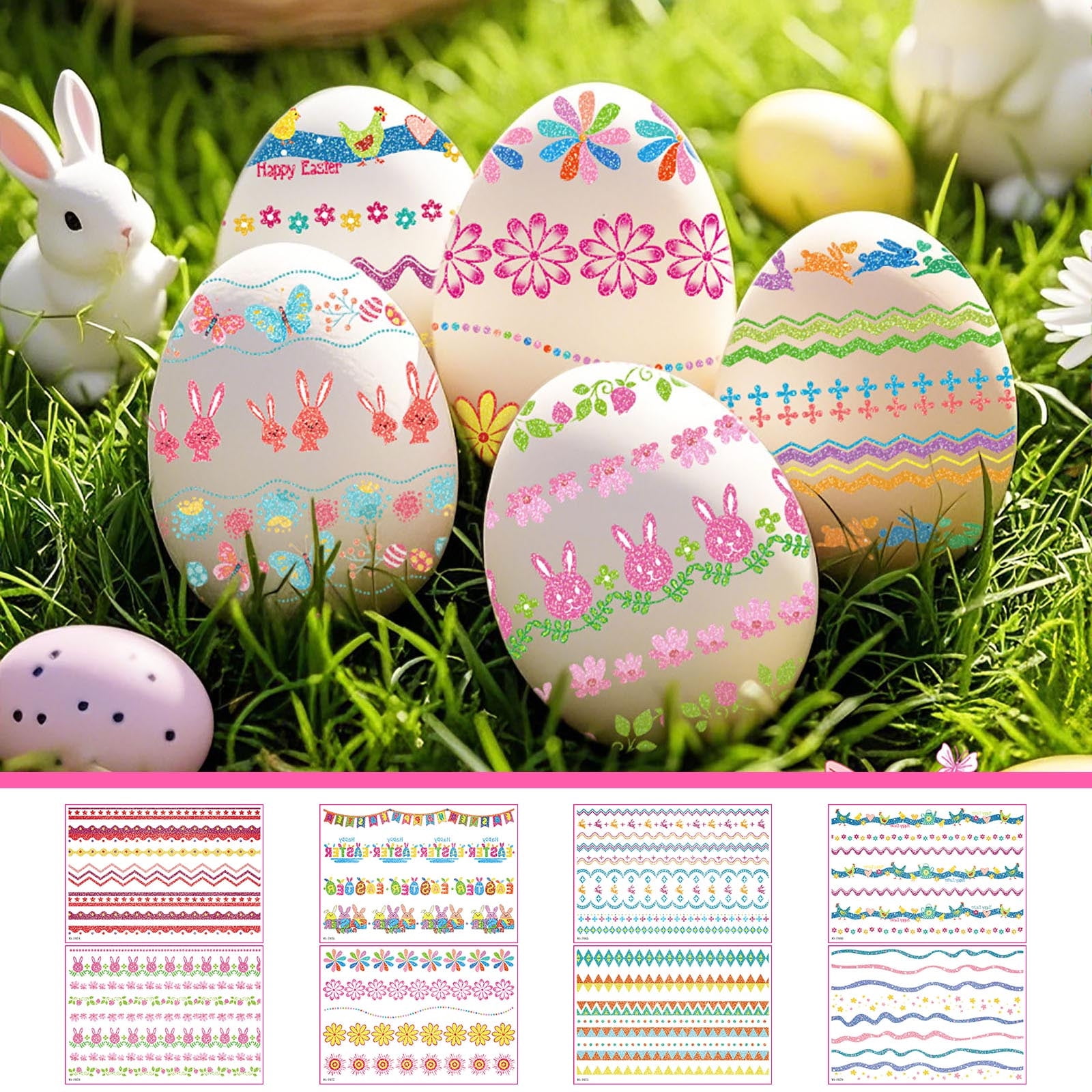kladzum Easter Stickers, Easter Eggs Glitter Stickers Easter ...