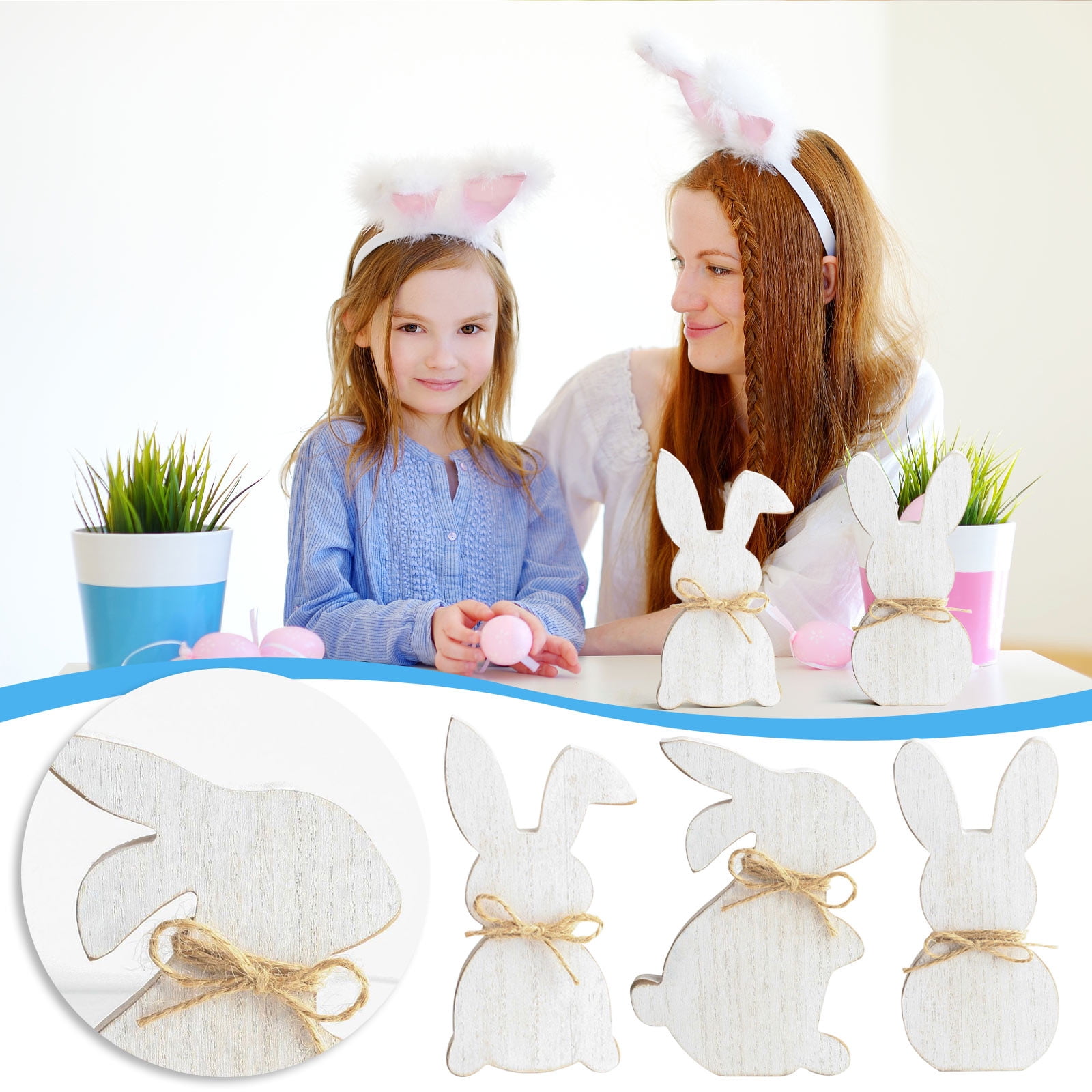 kladzum Easter Wood Bunny Ornaments Easter Rabbits Shaped Wooden Signs ...