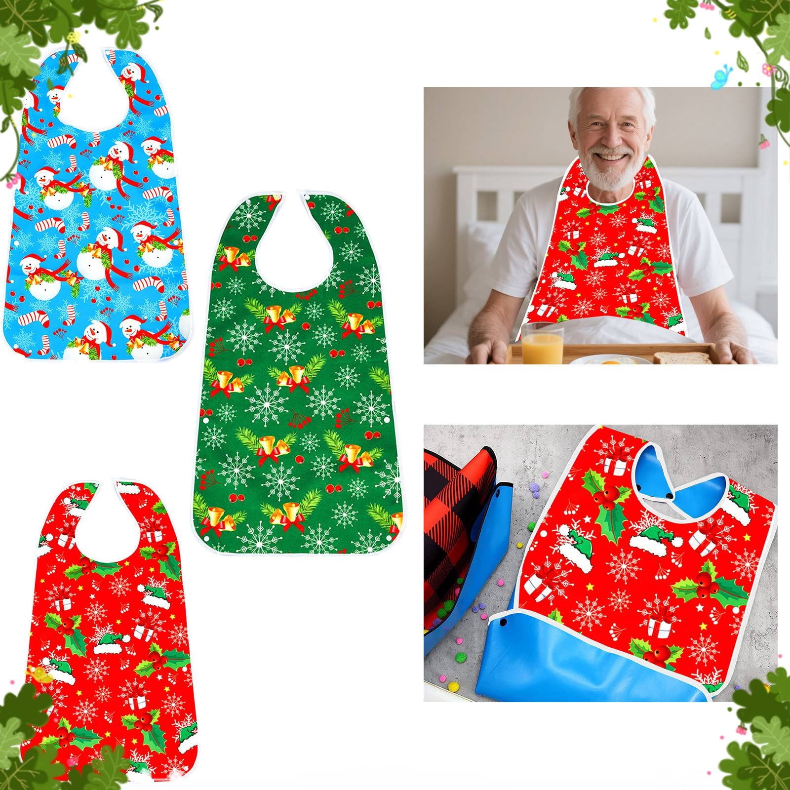 kladzum Elderly Adult Dining Bib Waterproof and Oil-proof, Adult Bib ...