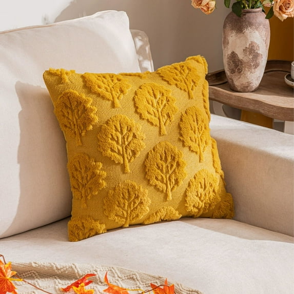 kladzum Plushs Pillow Covers 18x18 Inches Three Dimensional Leaves ...