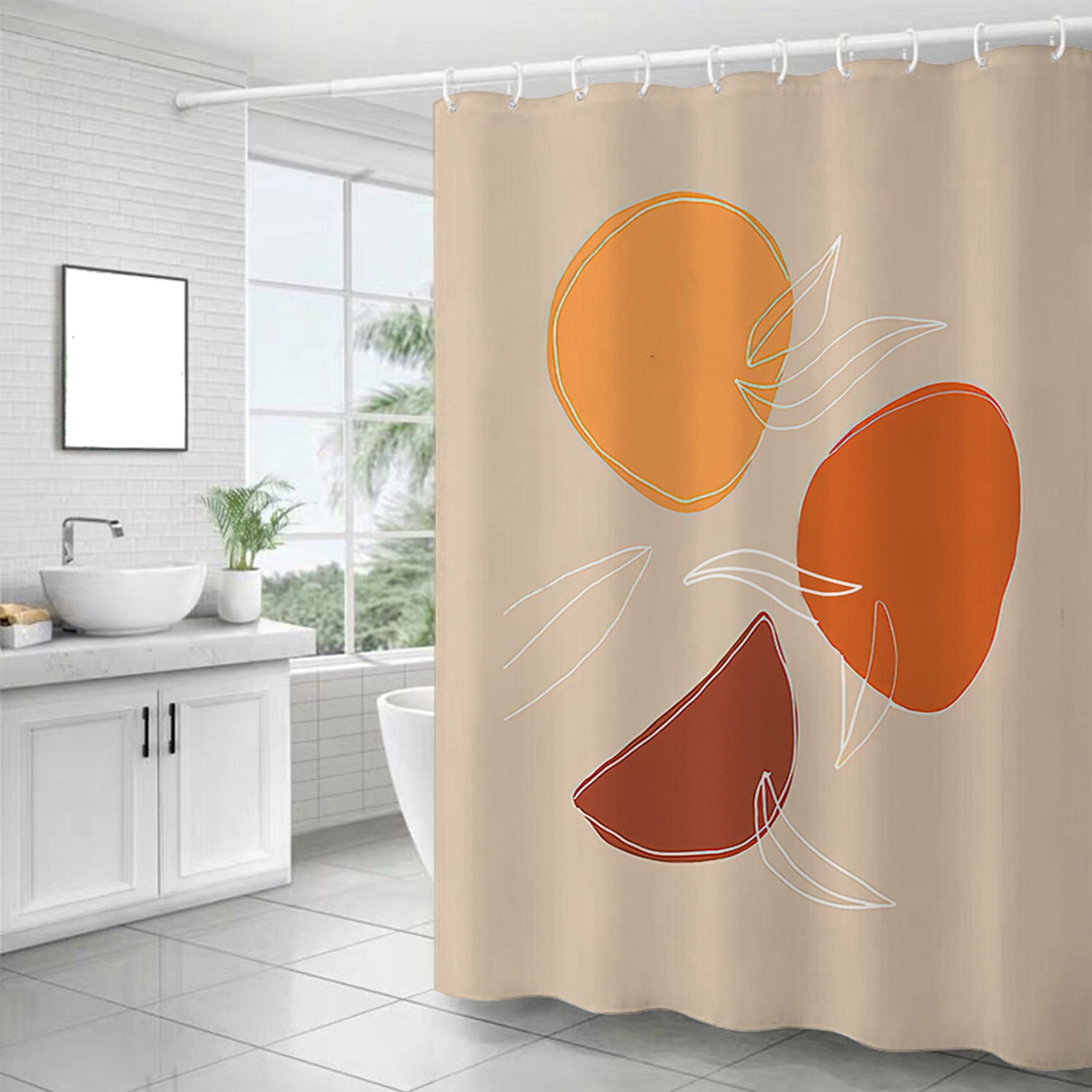 Kladzum Shower Curtain Retro Style Abstract Shower Curtain Boho Arch