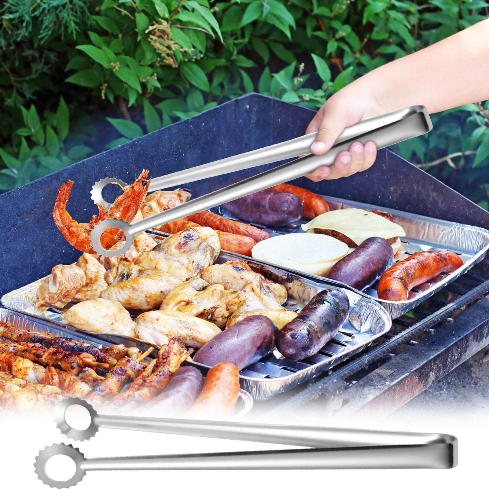 kladzum Stainless Steel Kitchen Tongs Metal Food Tongs Food Clip ...