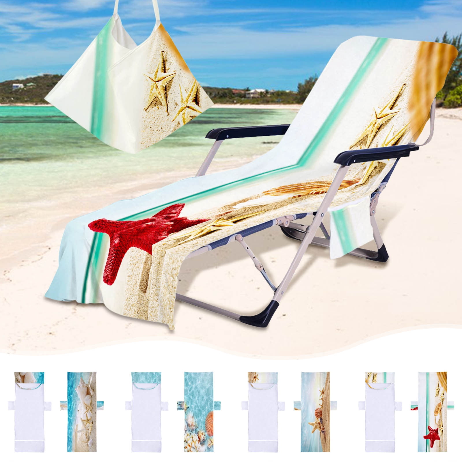 kladzum Summer Beach Chair Covers with Side Pockets Boho Pool Lounge ...
